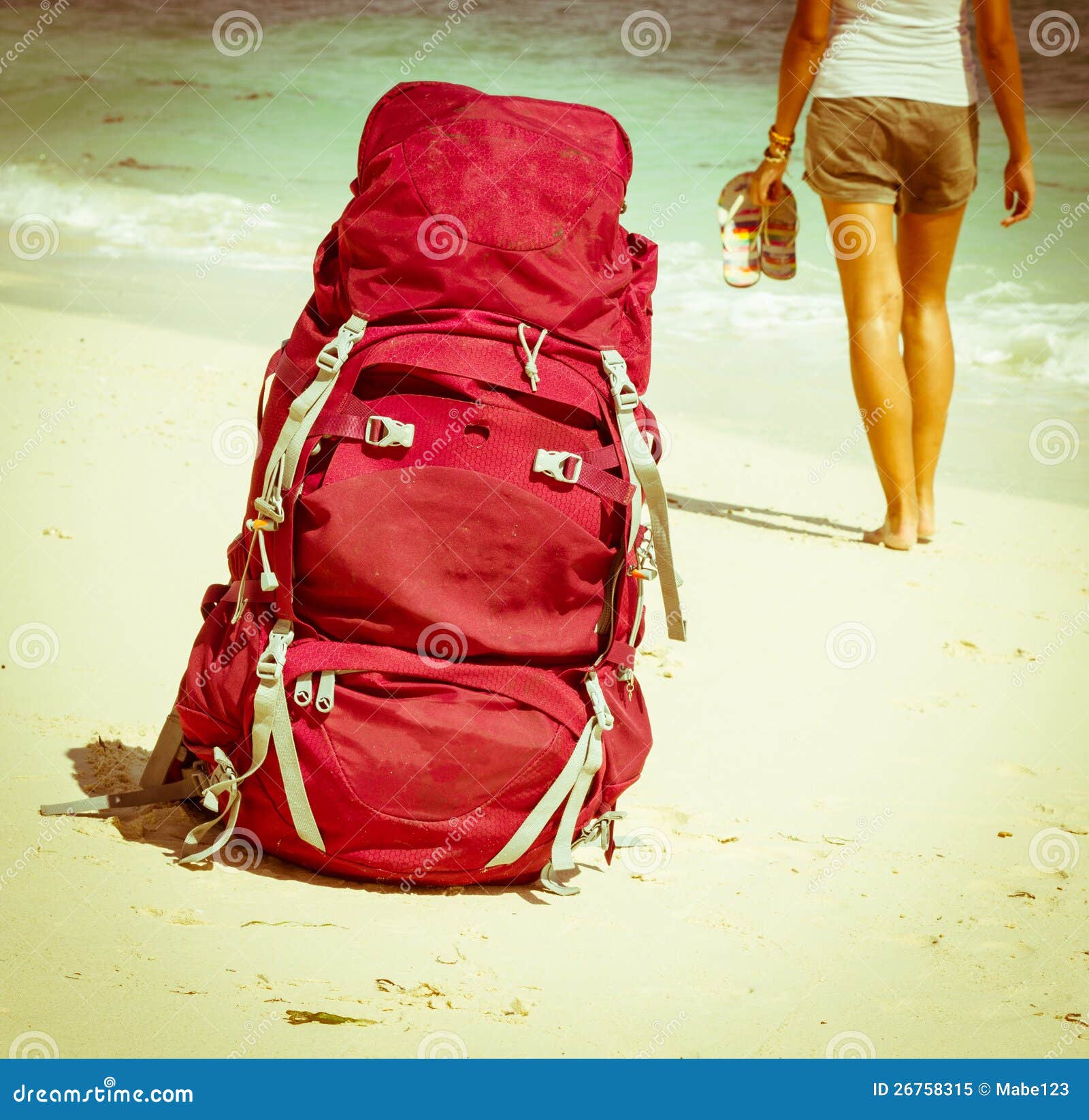 Backpacker on beach stock image. Image of teenager, sunny - 26758315