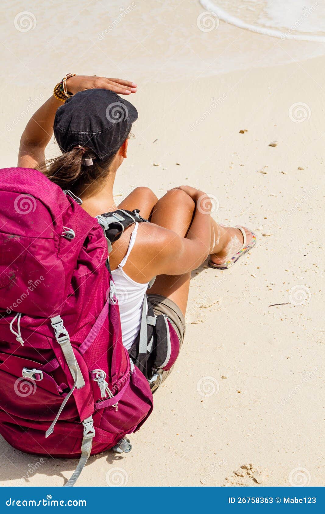 Backpacker on beach stock image. Image of young, backpacking - 26758363