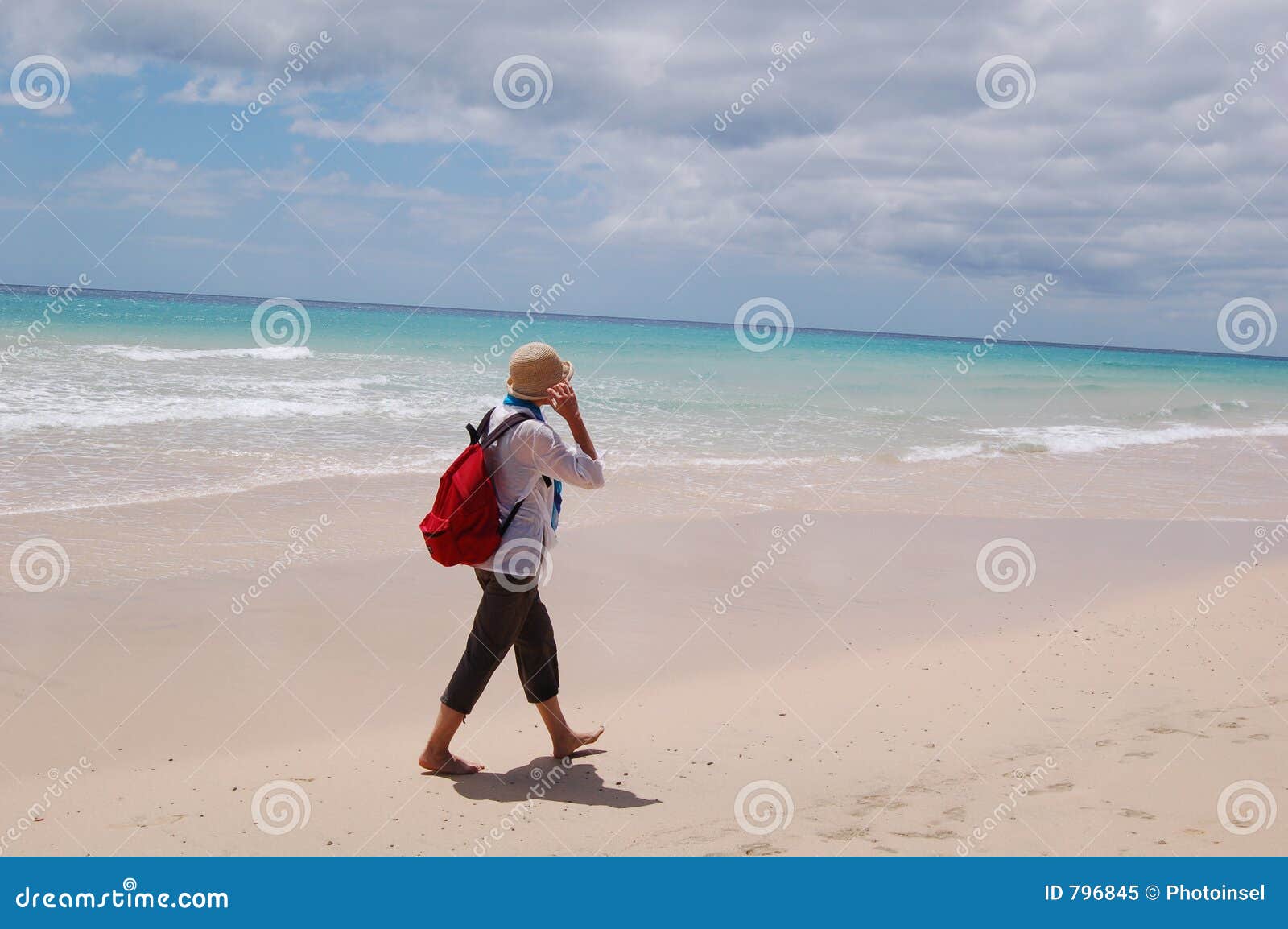 Backpacker beach walk stock image. Image of resort, vacations - 796845