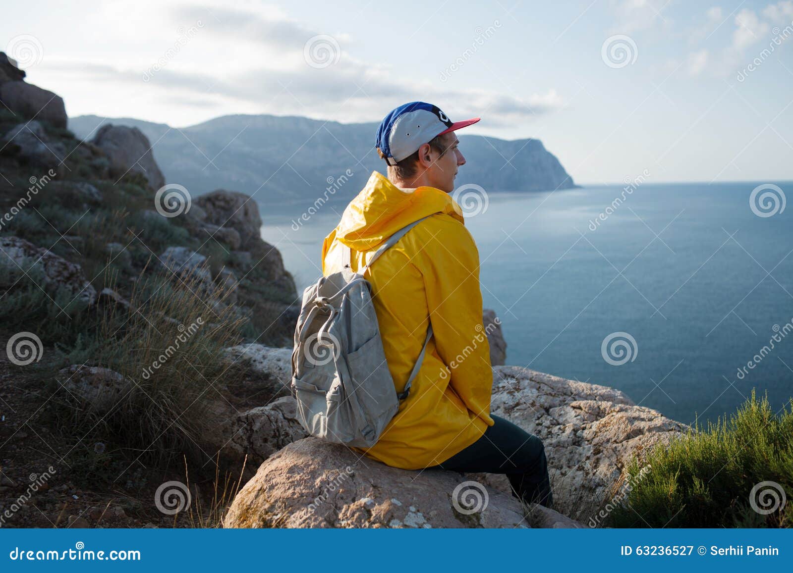 Backpacker Hiking the Mountain Stock Image - Image of hill, beauty ...