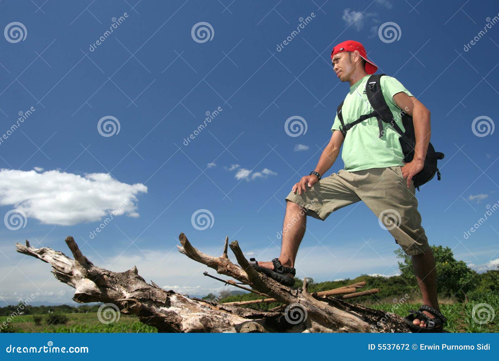Backpacker Hiking in Nature Stock Photo - Image of outdoor, freedom ...