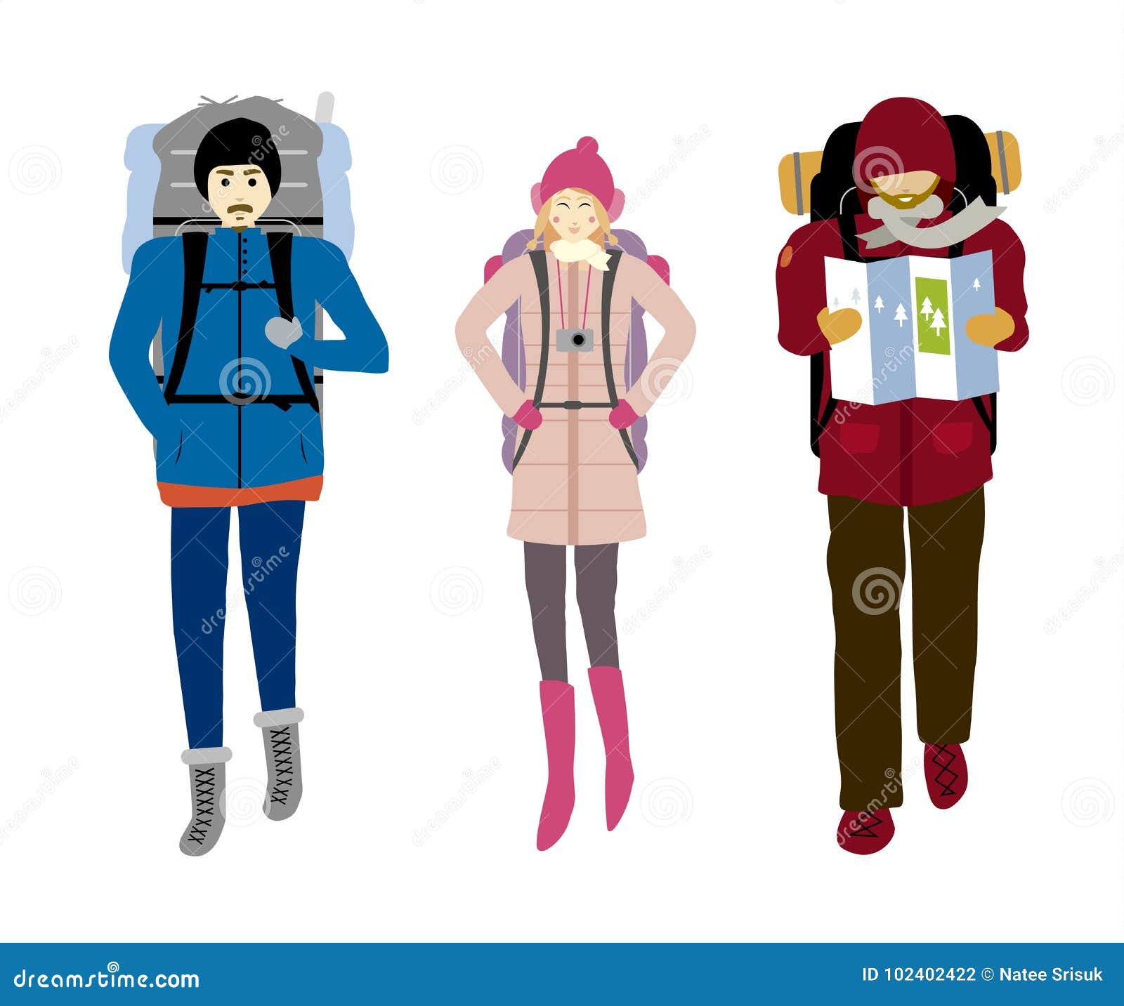 Backpacker On White Background Flat Vector. | CartoonDealer.com #54023875