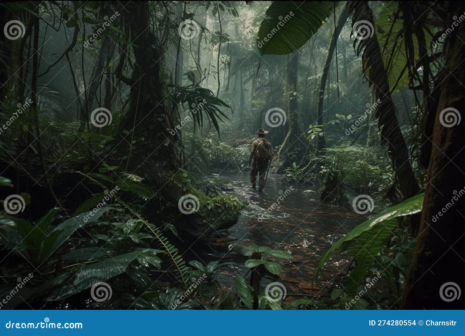Backpacker Lost in the Forest Created with Generative AI Technology ...