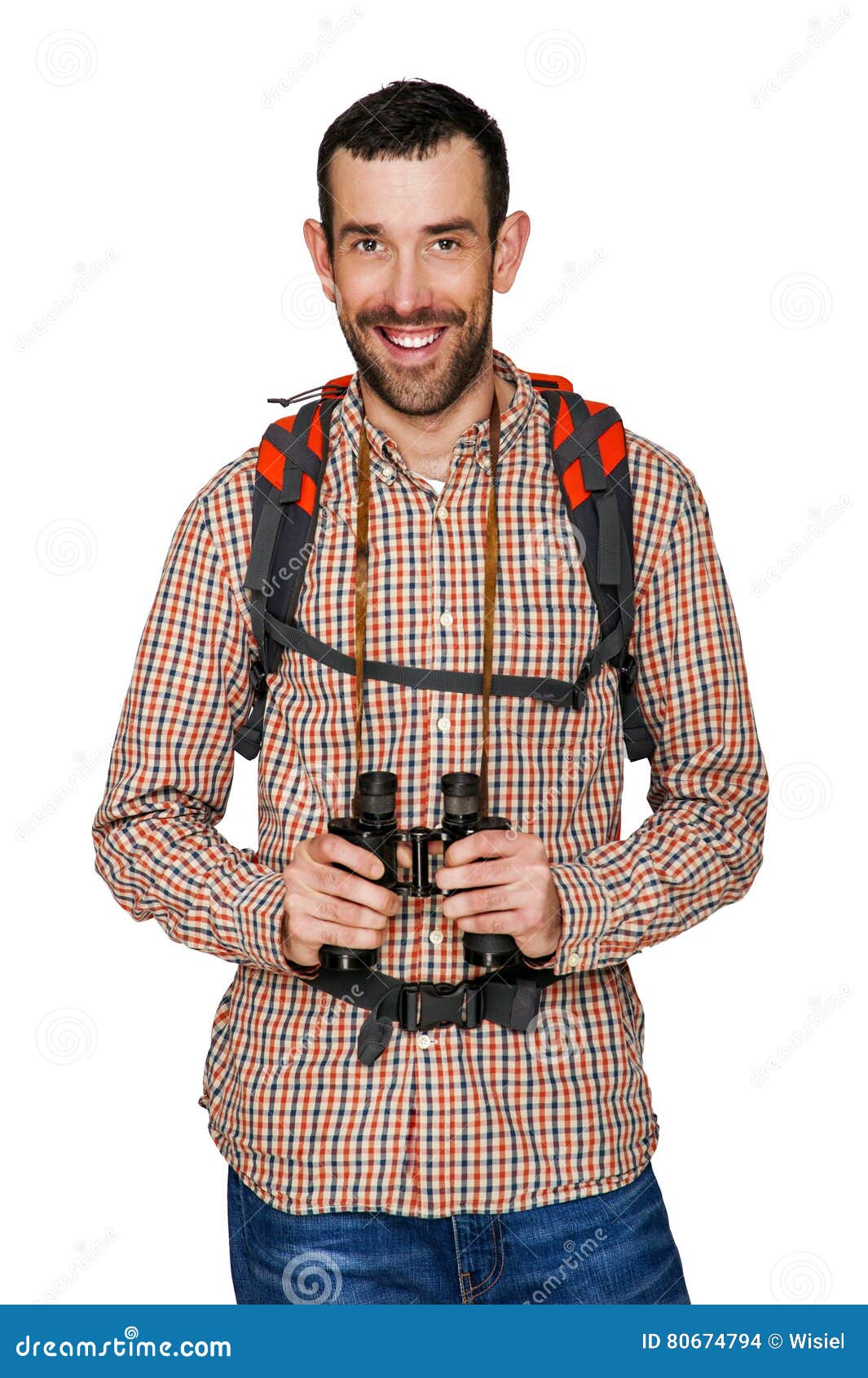 Backpacker Man Over White Background Stock Photo - Image of nature ...