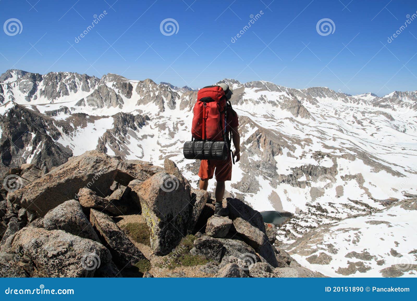 Backpacker on mountain stock photo. Image of sierra, natural - 20151890