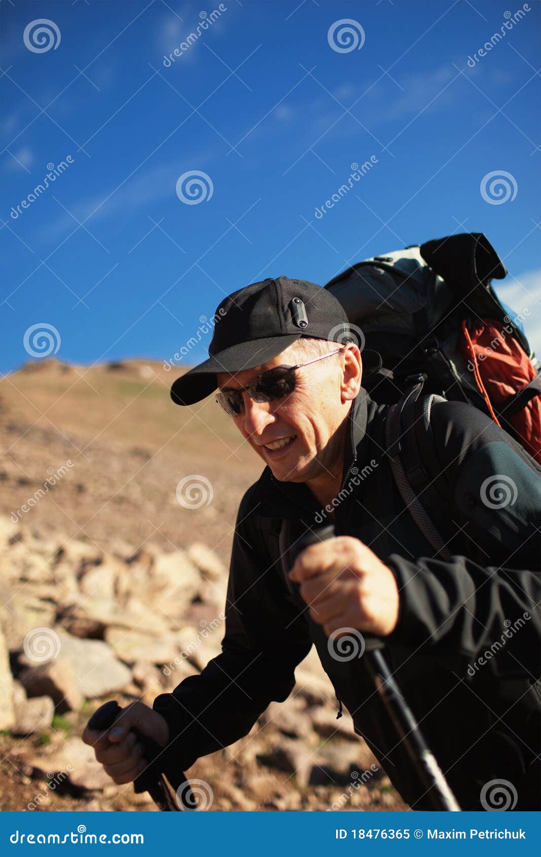 Backpacker in mountains stock image. Image of aspirations - 18476365