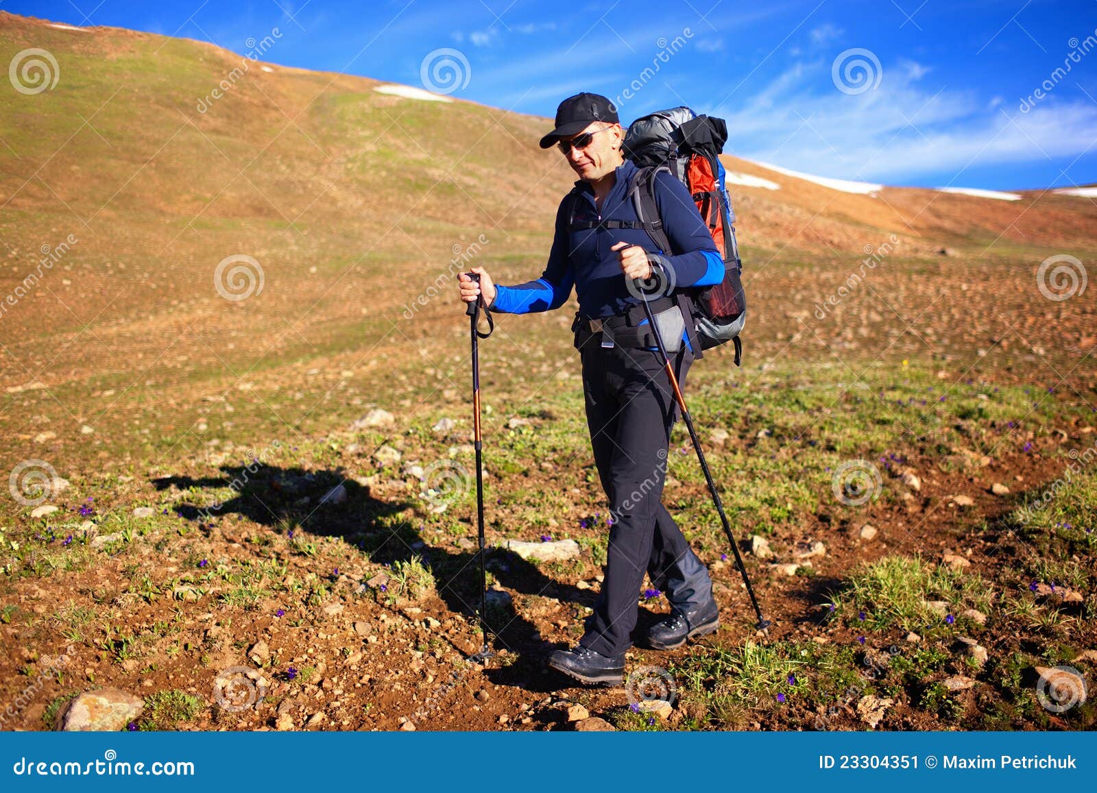Backpacker in mountains stock image. Image of male, pursuit - 23304351