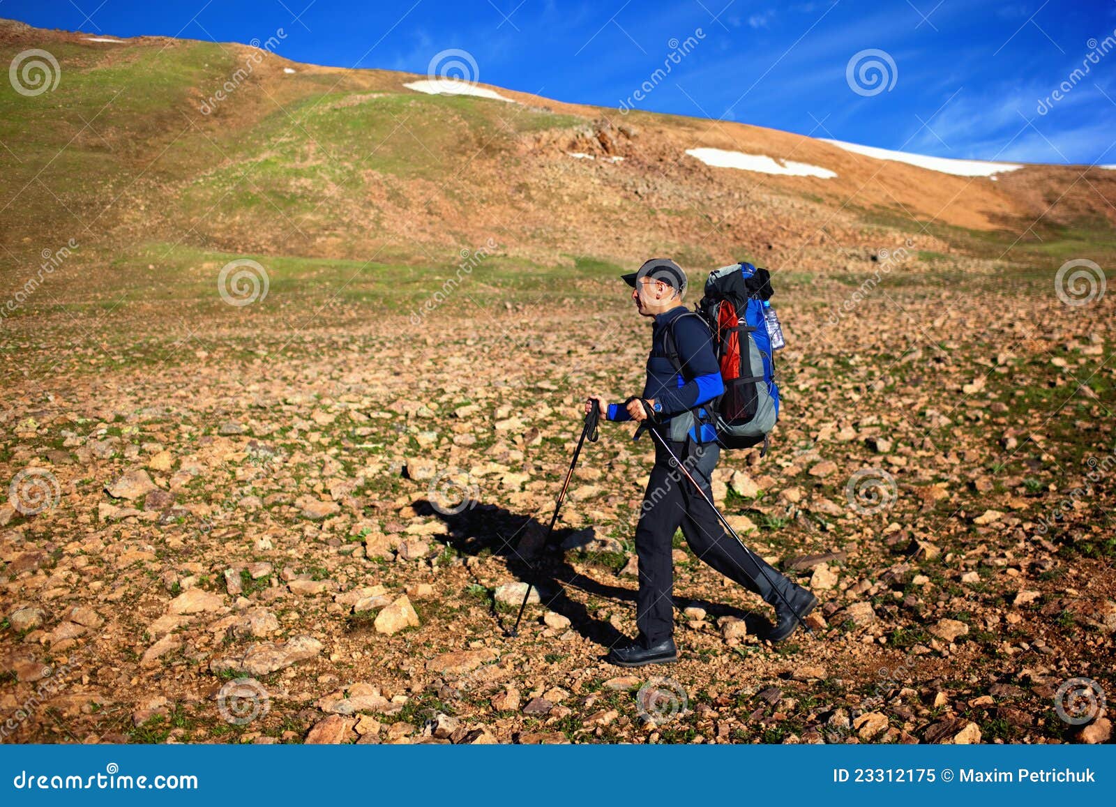 Backpacker in mountains stock image. Image of pursuit - 23312175