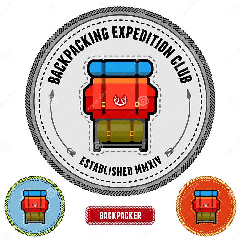 Backpacker patch stock vector. Illustration of climber - 29090058