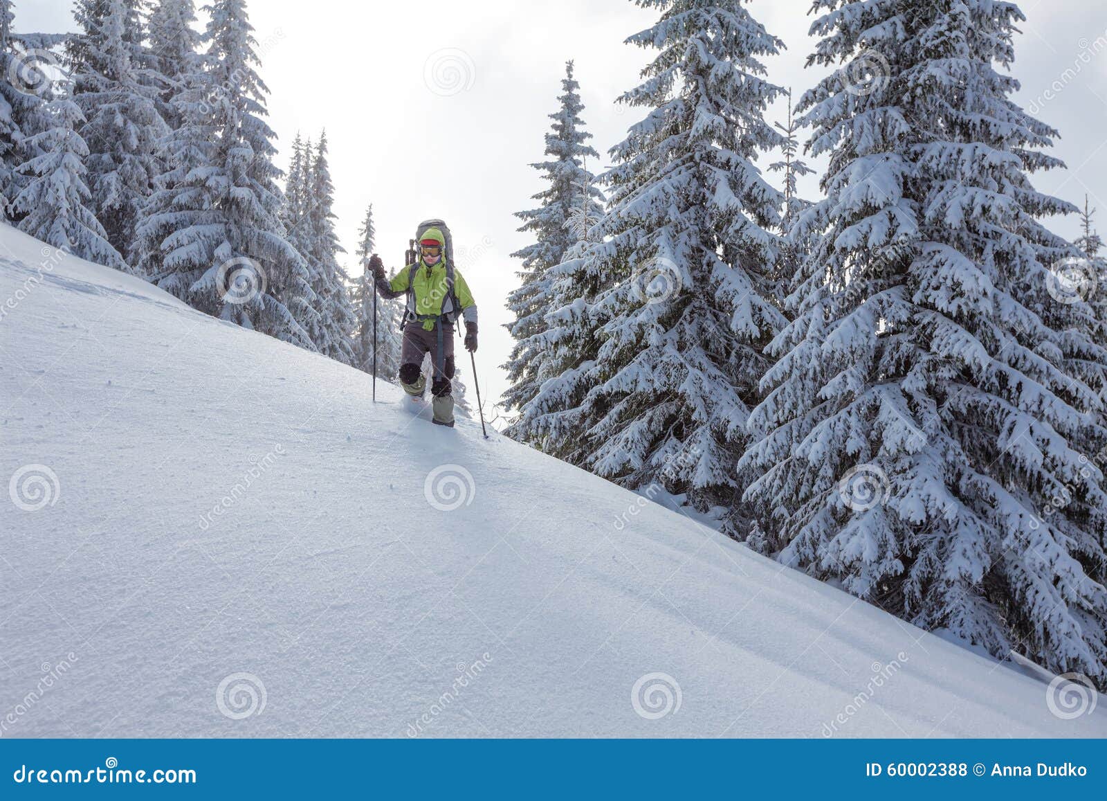 Backpacker Posing in Winter Mountains Stock Photo - Image of trekking ...