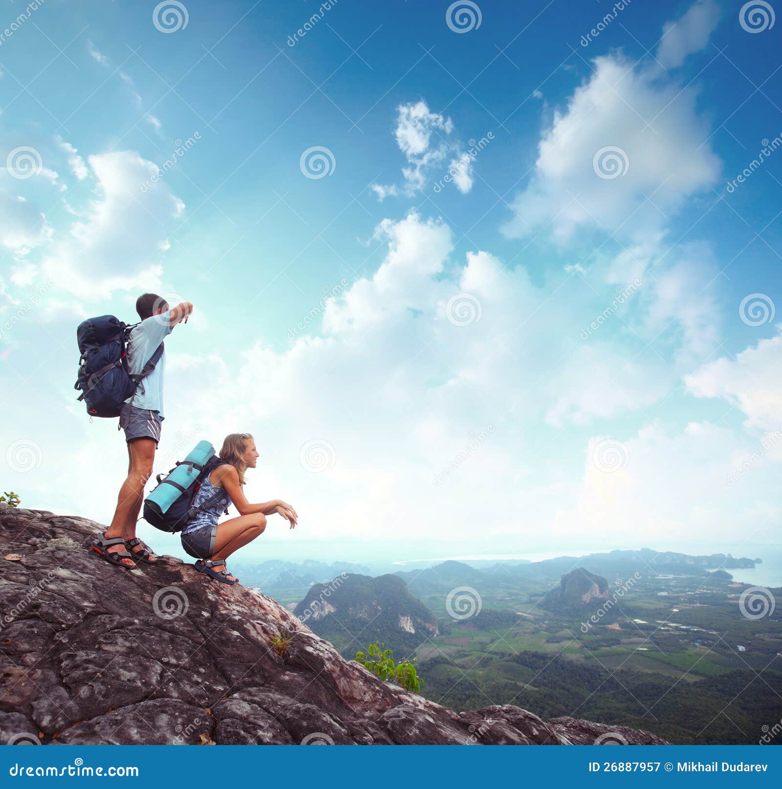 Backpacker on a rock stock image. Image of altitude, leisure - 26887957