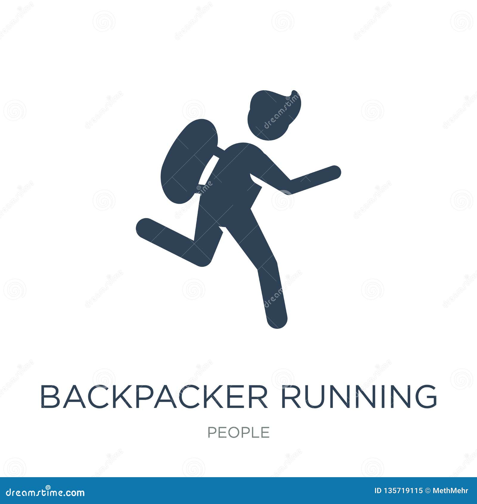 Backpacker Running Icon in Trendy Design Style. Backpacker Running Icon ...