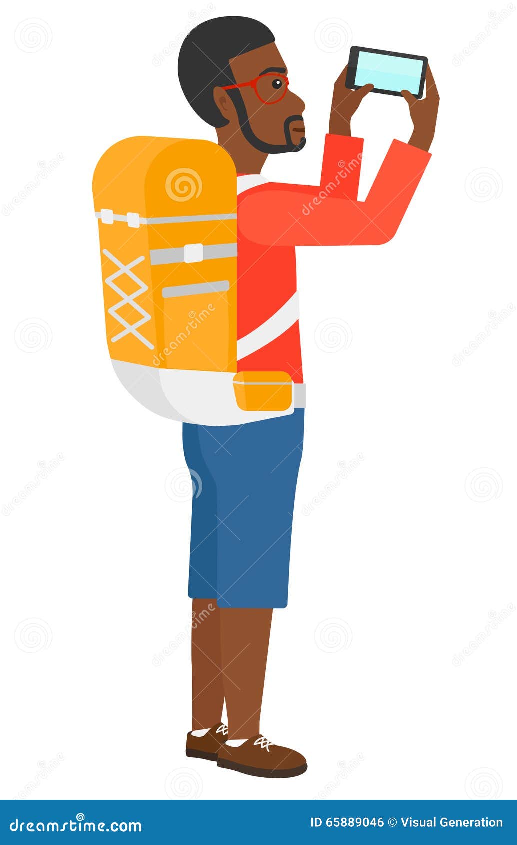 Backpacker Taking Photo. Cartoon Vector | CartoonDealer.com #67808641