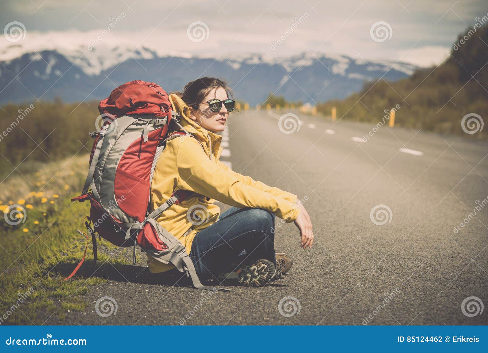 Backpacker Tourist stock photo. Image of horizon, happiness - 85124462