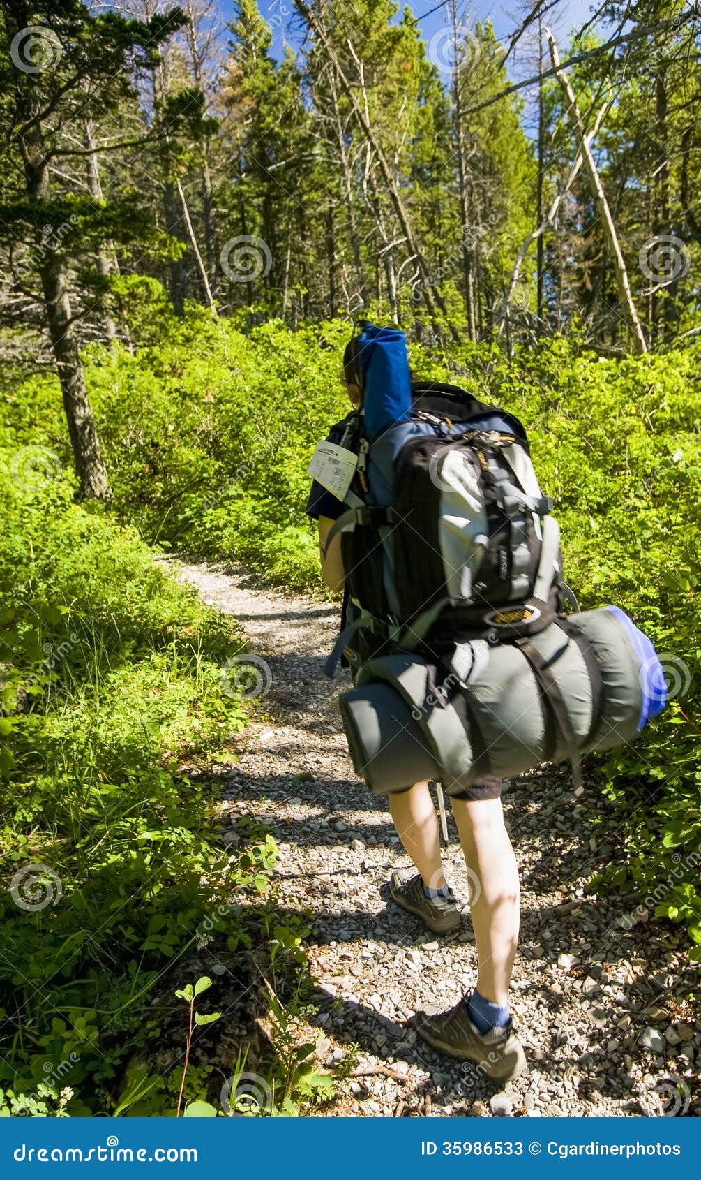Backpacker on trail stock image. Image of backpack, heavy - 35986533