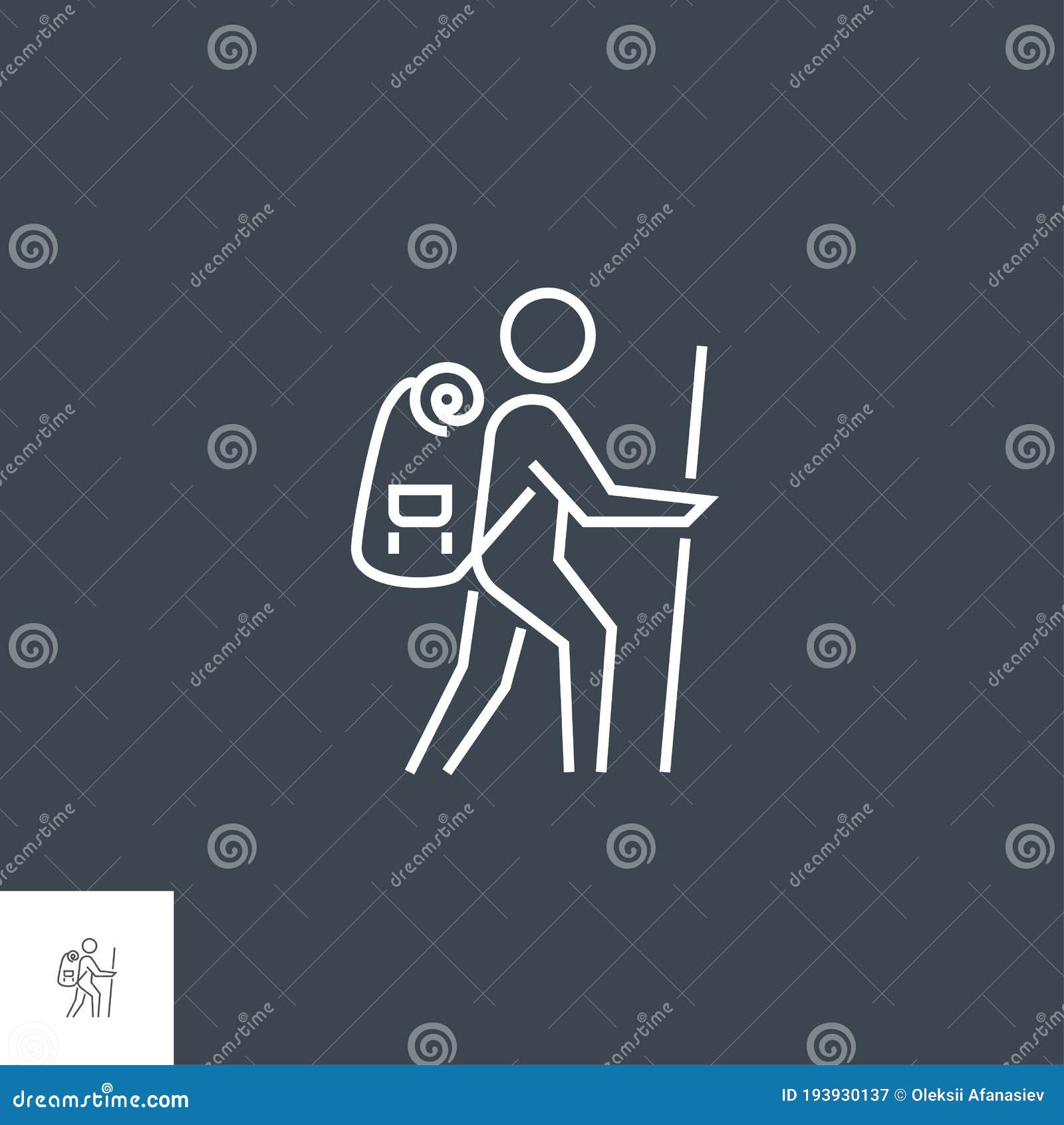 Backpacker vector Icon. stock vector. Illustration of outline - 193930137