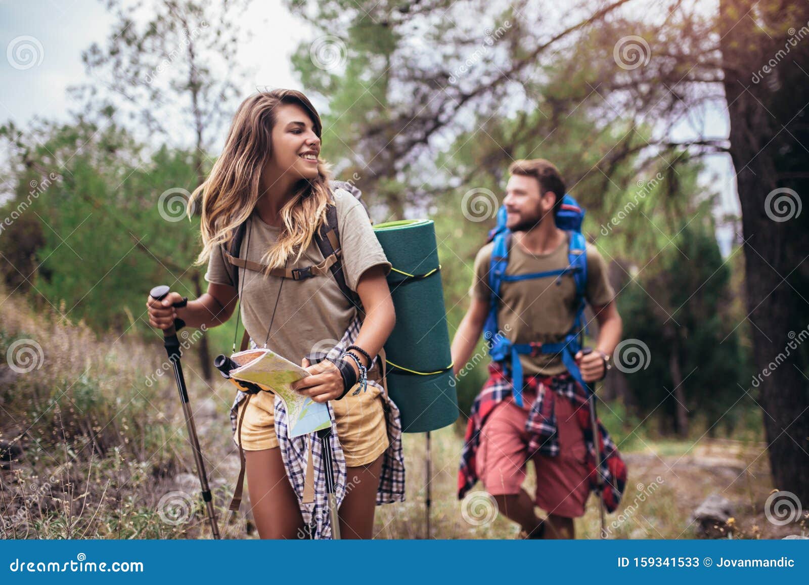 Backpackers Hiking on the Path in Mountains Stock Image - Image of hike ...