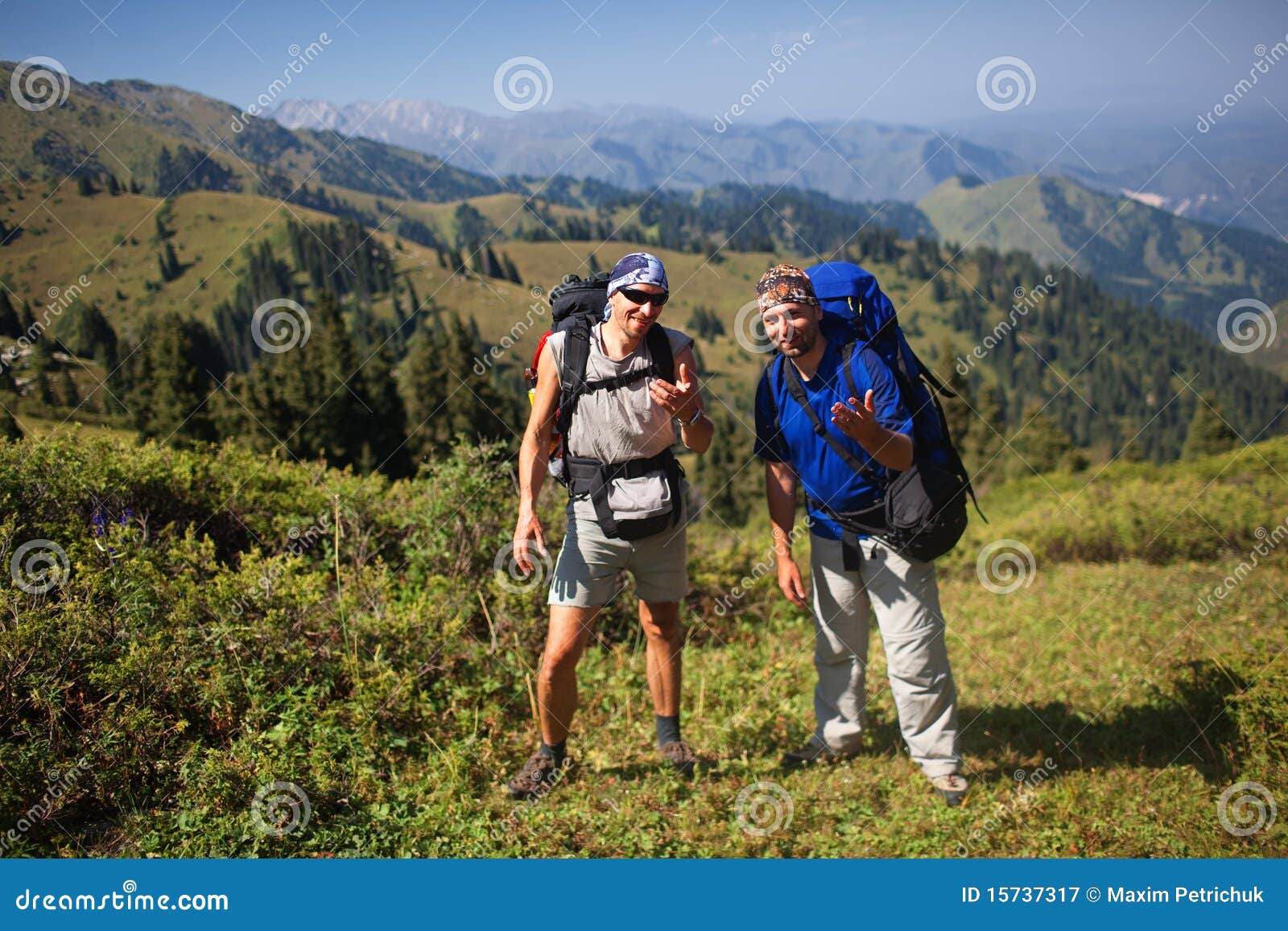 Backpackers in mountain stock image. Image of recreational - 15737317