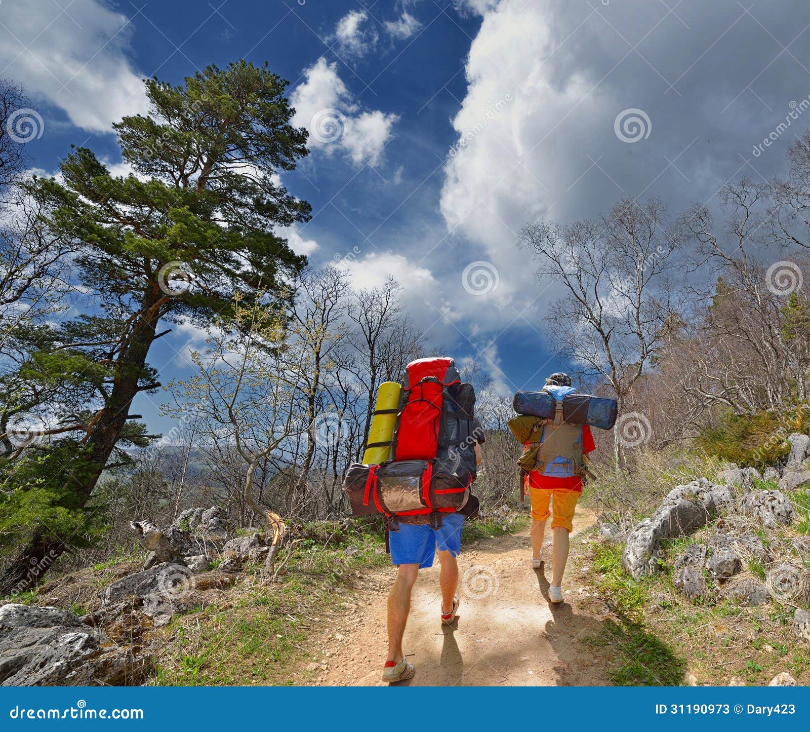 Backpackers in mountains stock image. Image of adult - 31190973