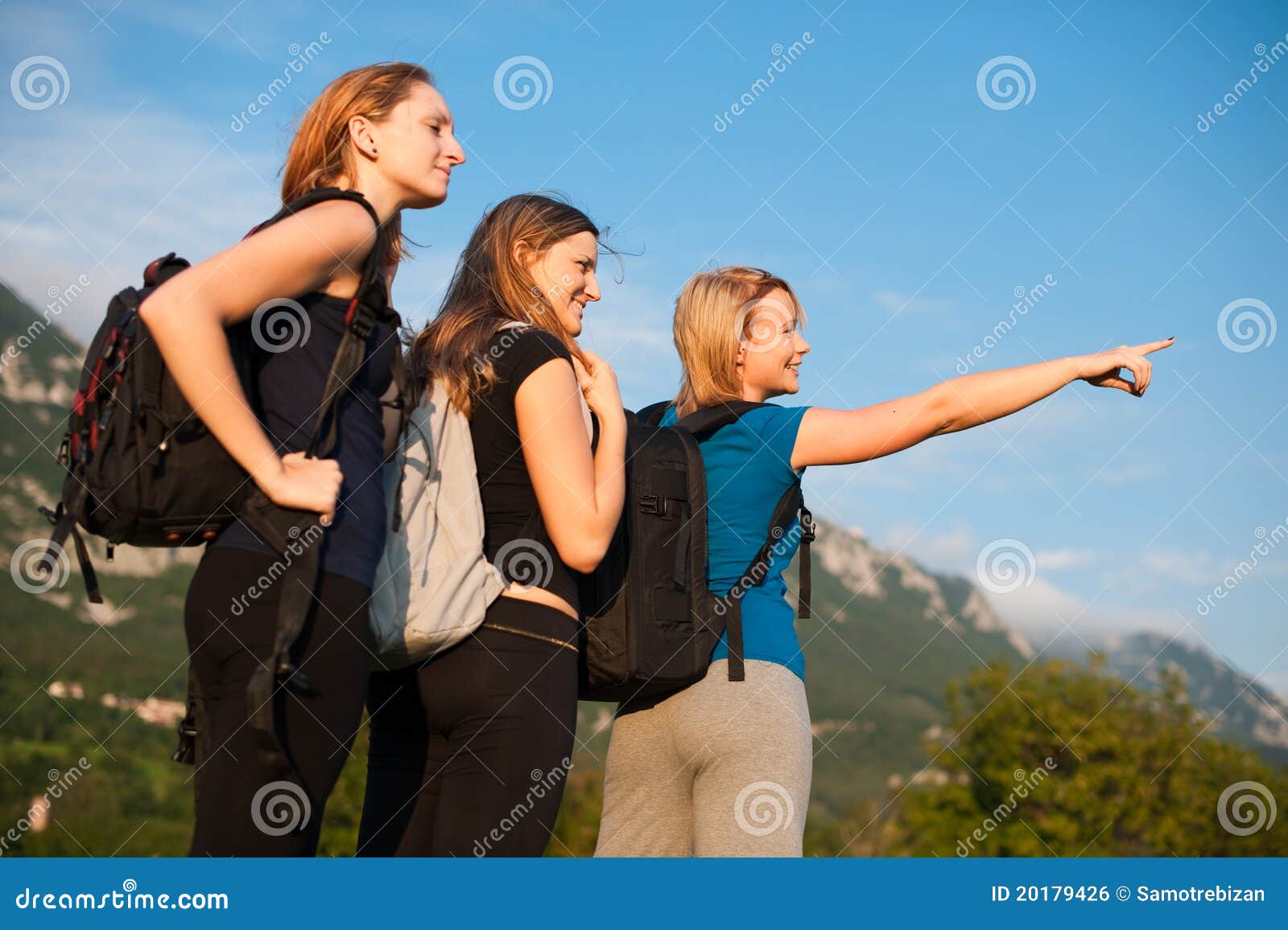 Backpackers in nature stock photo. Image of small, people - 20179426