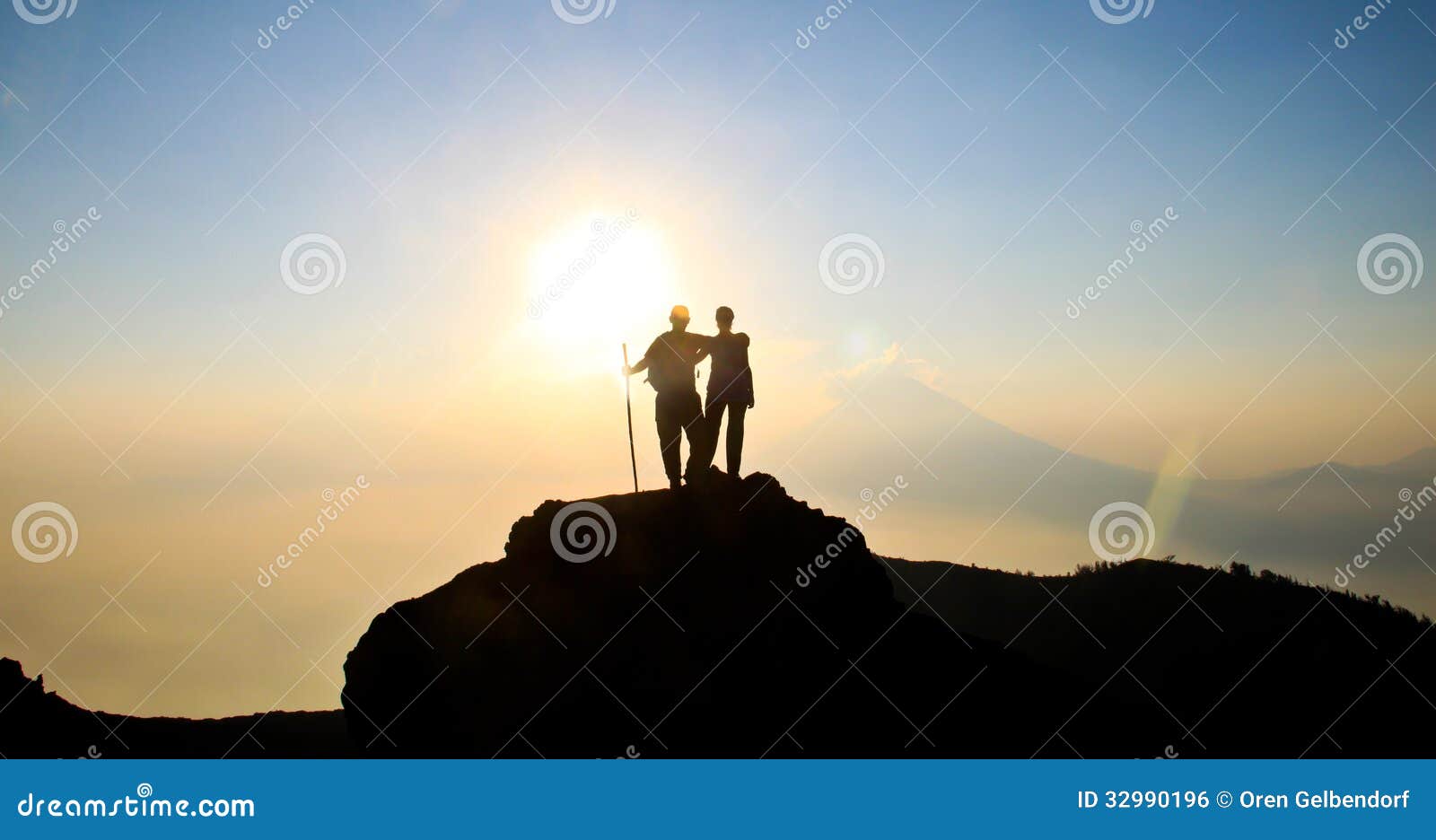Backpackers Sunset stock photo. Image of hiking, indonesia - 32990196