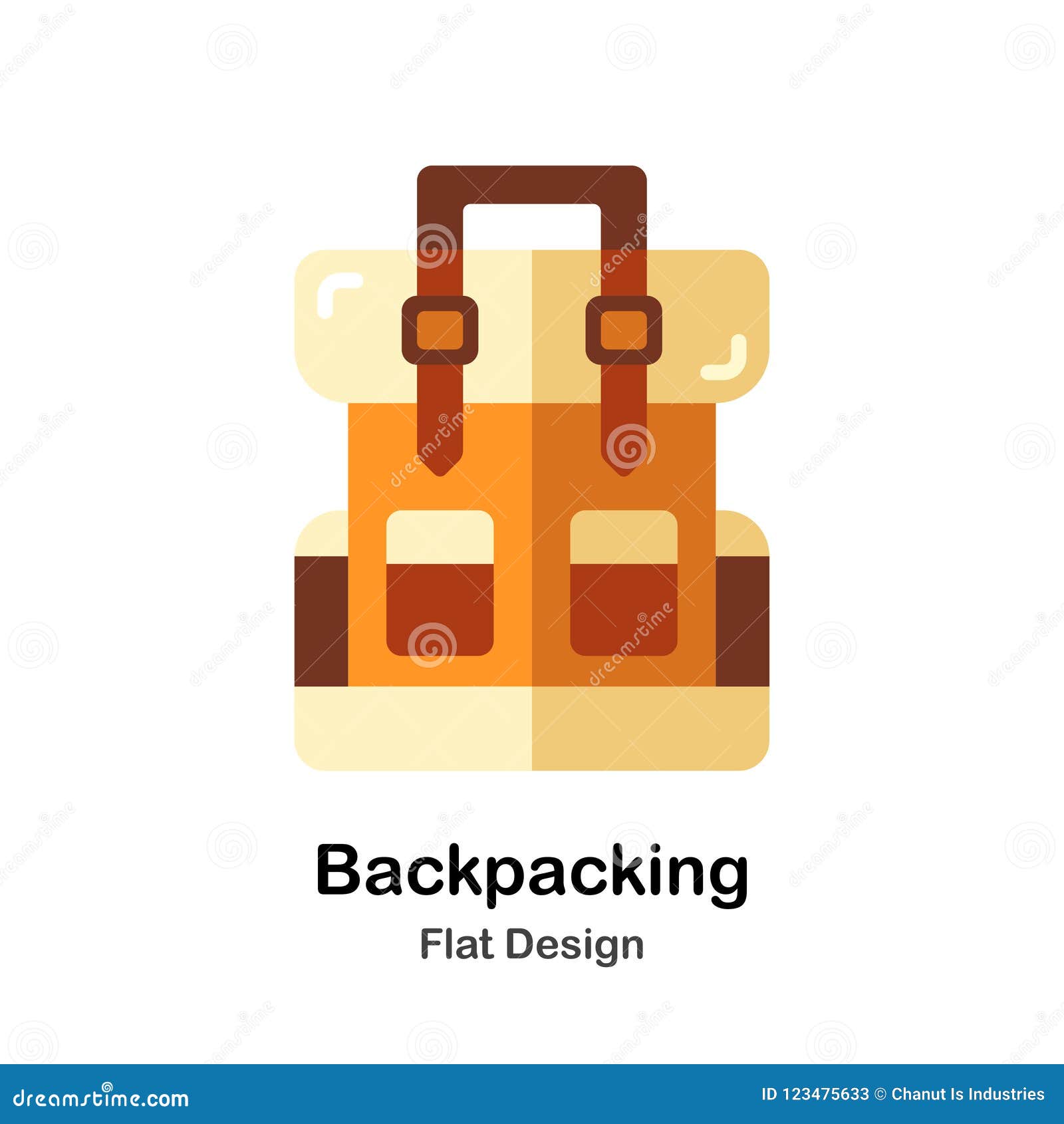 Backpacking Flat Icon stock vector. Illustration of outdoor - 123475633