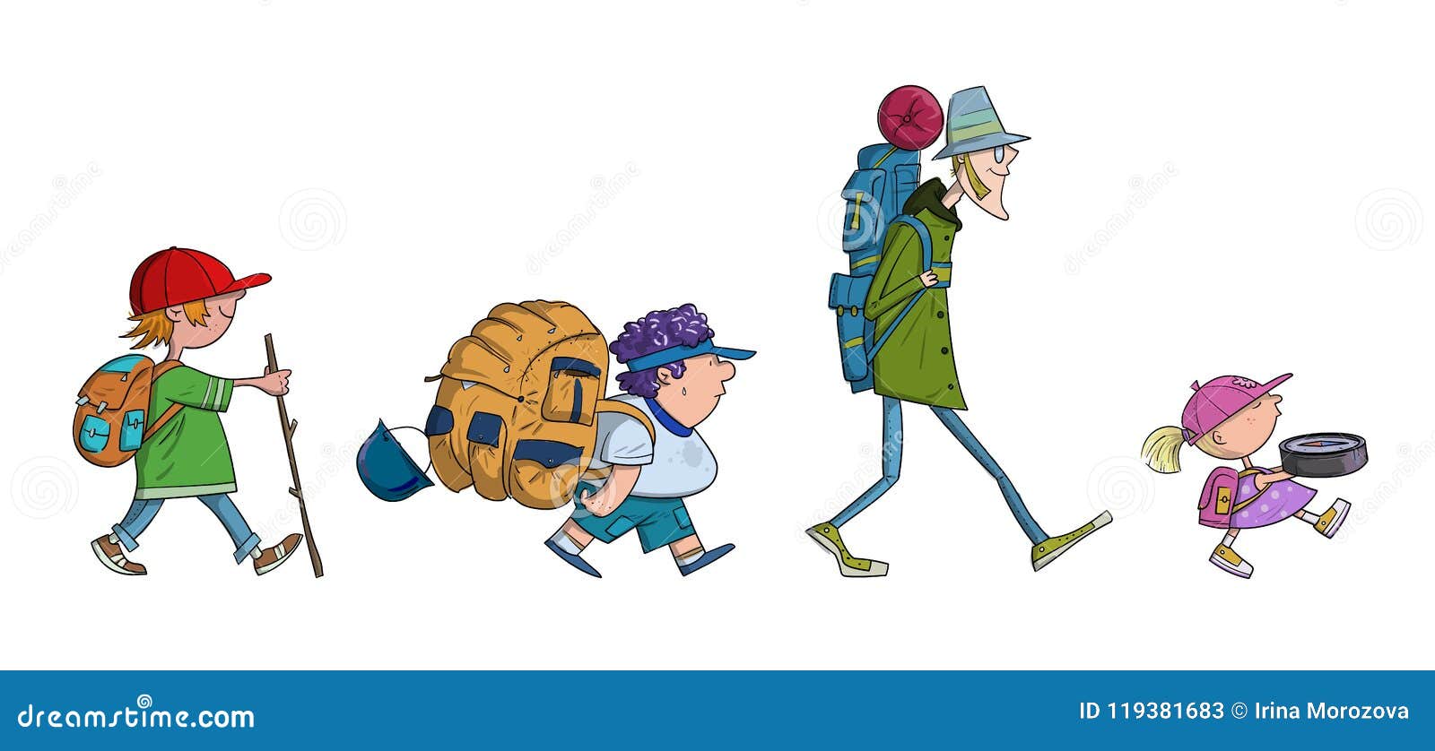 Backpacking Tourists Kids Cartoon Stock Vector - Illustration of ...
