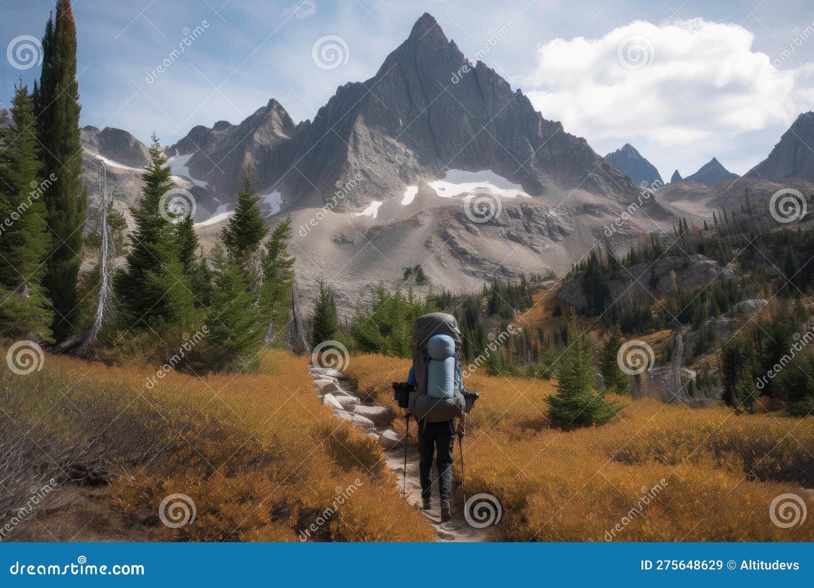 Backpacking Trip through the Wilderness with Grand View of Towering ...