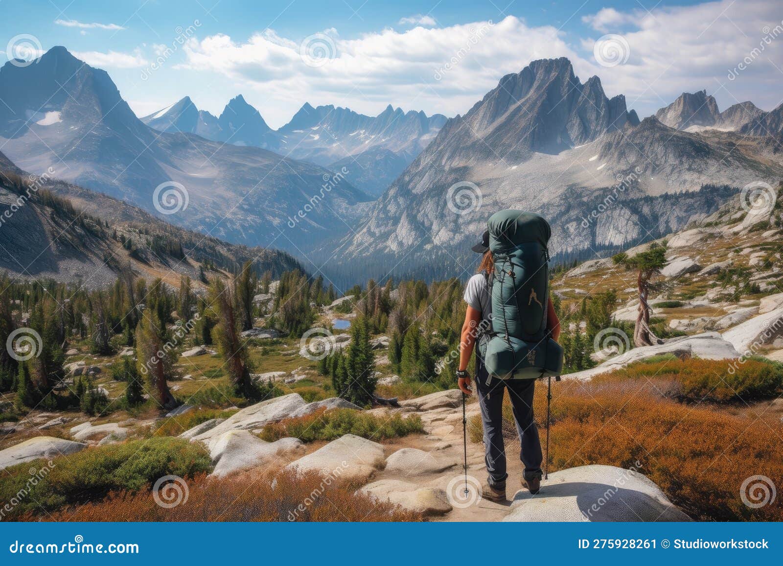 Backpacking Trip through the Wilderness with Grand View of Towering ...