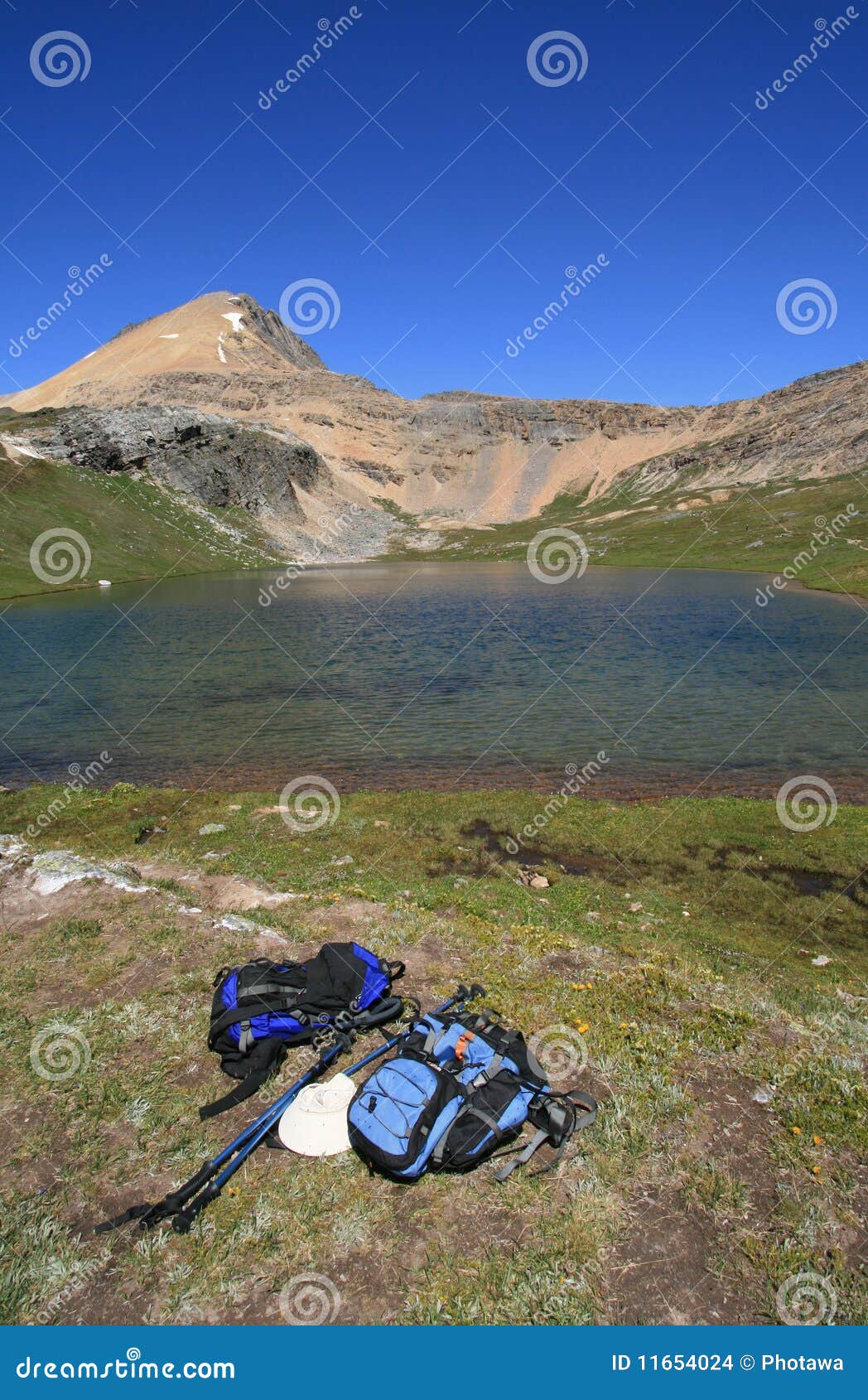 Backpacks at Helen Lake stock photo. Image of lake, canada - 11654024