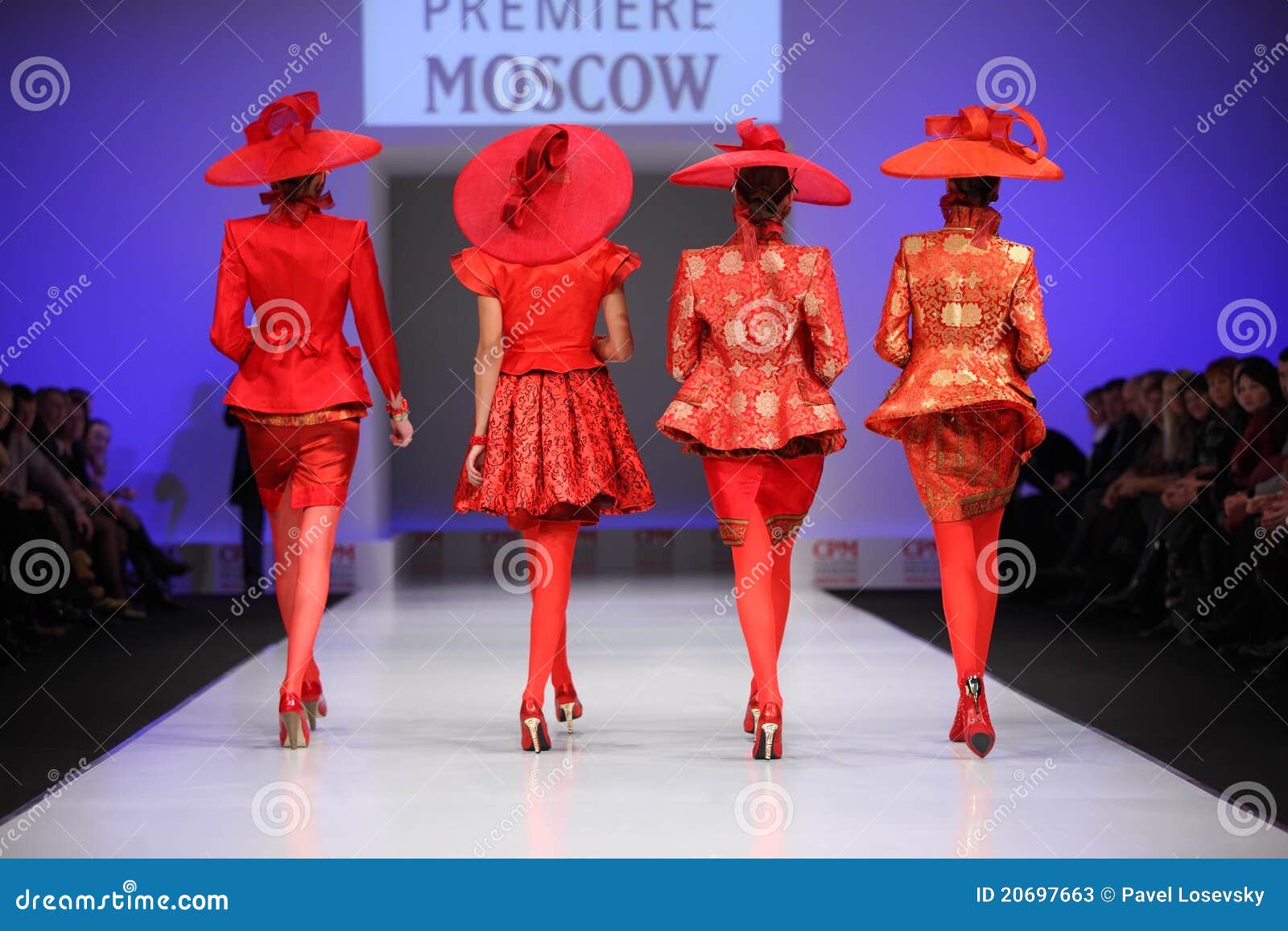 Backs of Four Women Walk the Catwalk Editorial Stock Photo - Image of ...