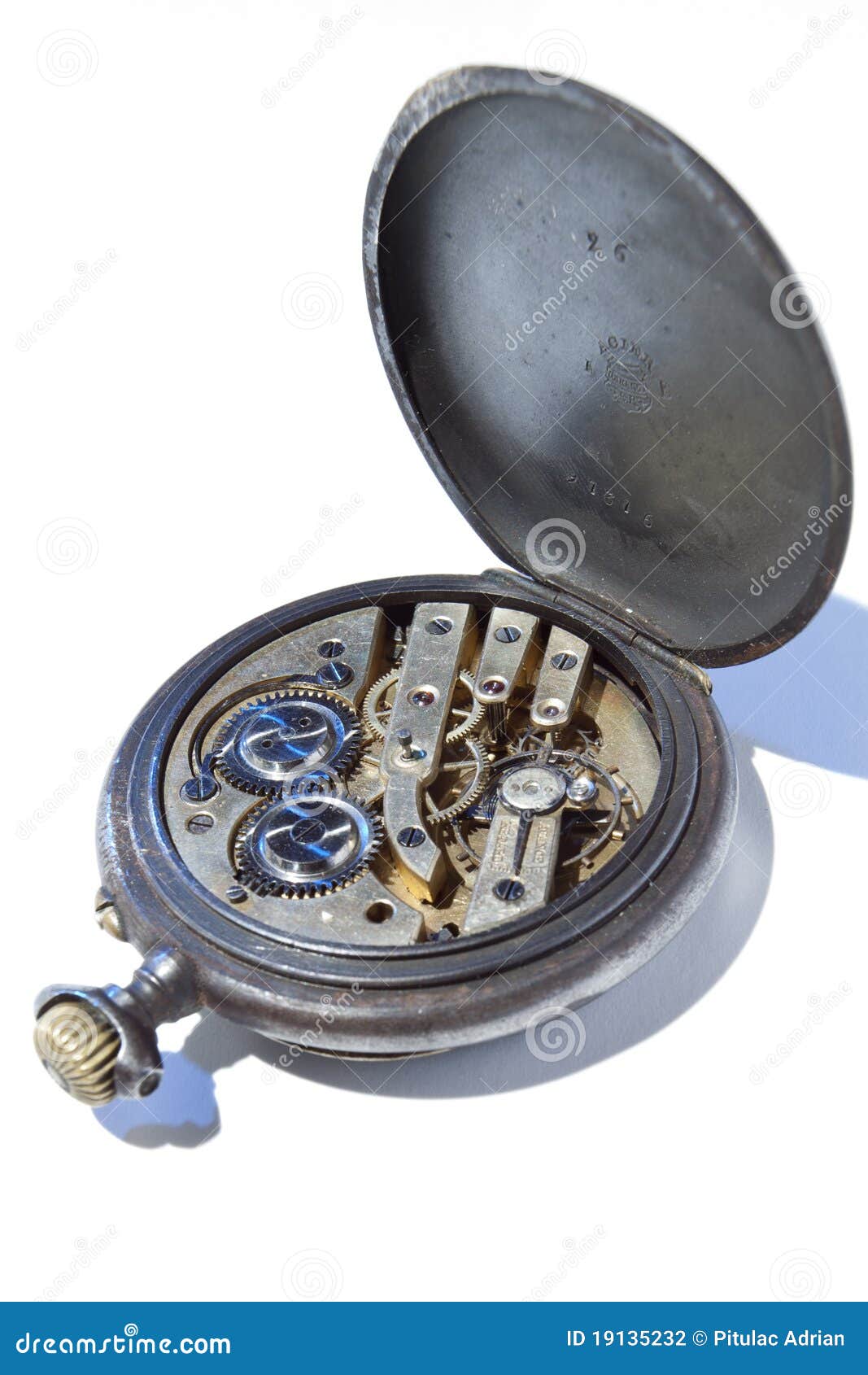 Backside of Antique Pocket Watch Stock Photo - Image of rust, hour ...