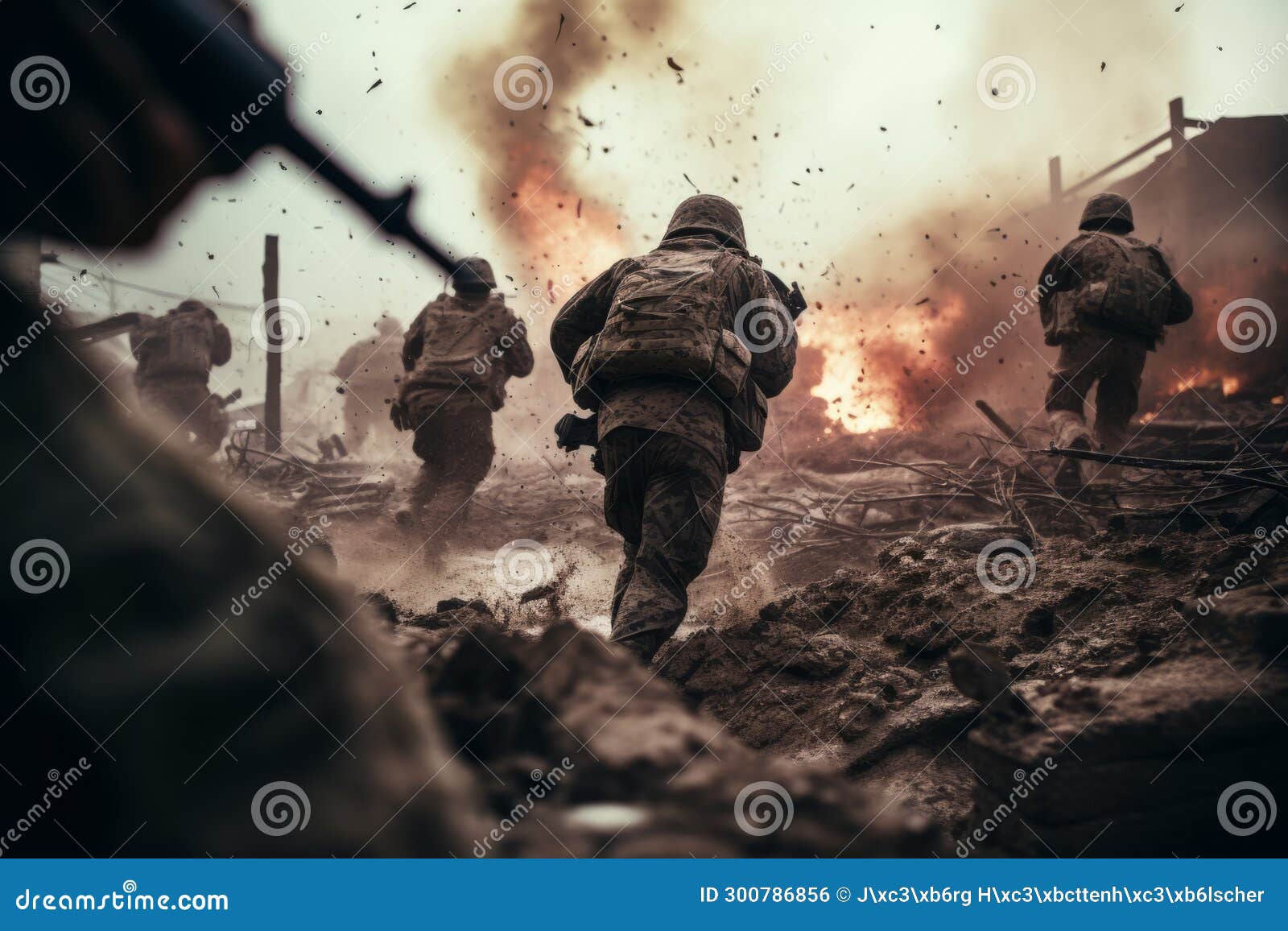 Soldiers on battlefield stock illustration. Illustration of soldier ...