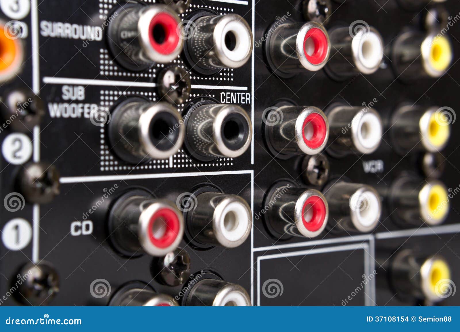 Backside of Black Receiver with Connectors Stock Photo - Image of input ...