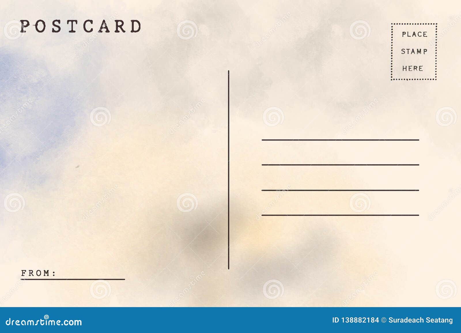 Blank Postcard With Ink Sketch Tree Silhouette. Blooming Tree Forest ...