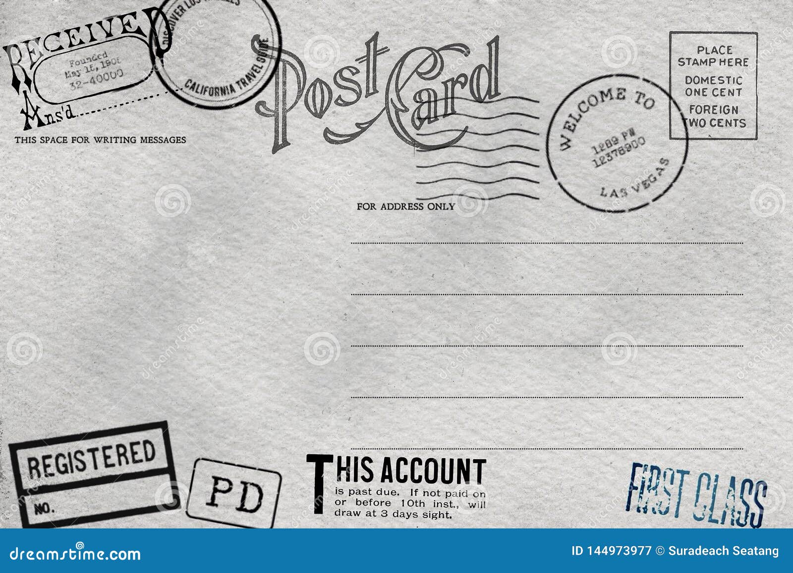 Backside of blank postcard stock image. Image of aged - 144973977