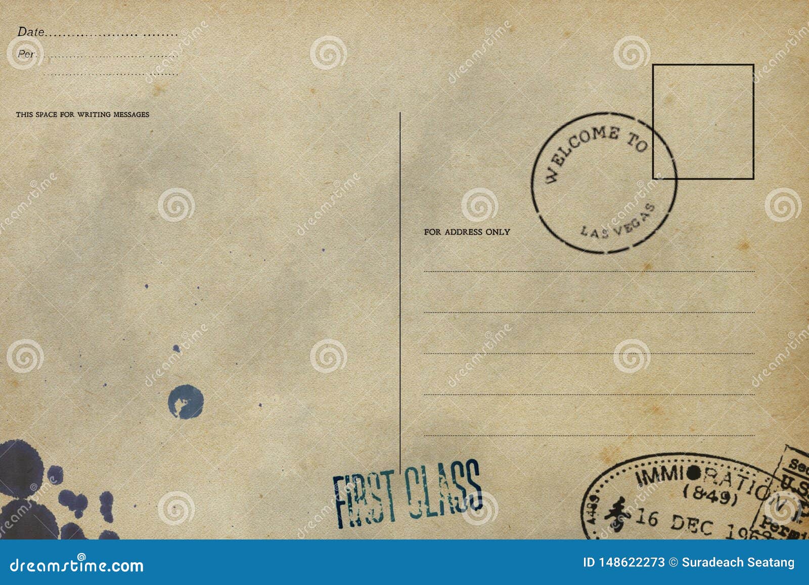 Backside of blank postcard stock illustration. Illustration of retro ...