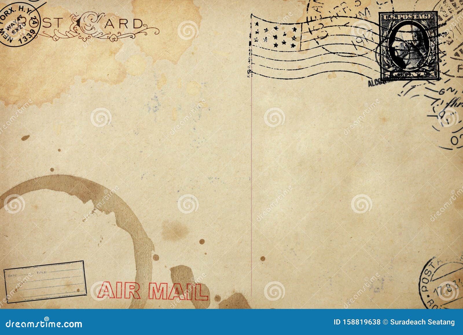 Backside of Blank Postcard with Dirty Stain Editorial Stock Photo ...