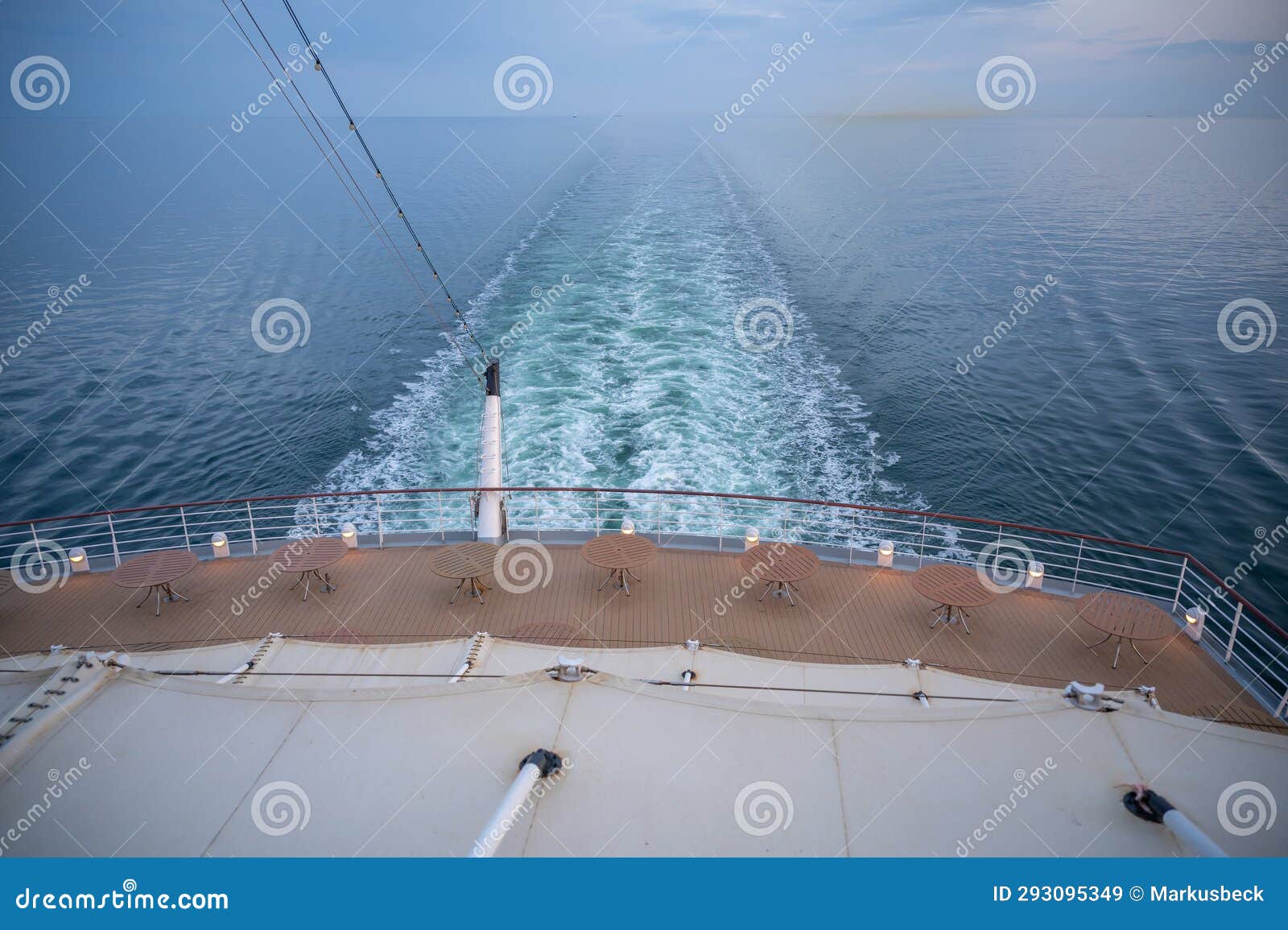 Backside of a Cruise Ship, Sea during Sunset, Boat Deck with Waves ...