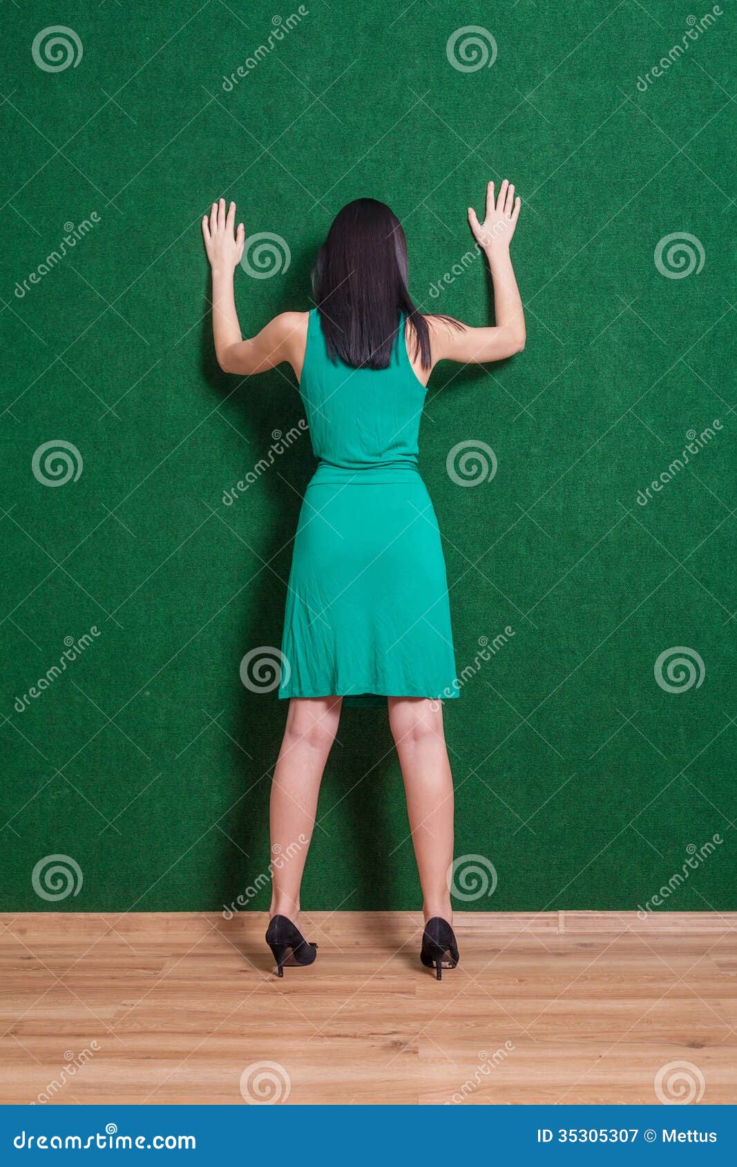 Backside Image of Lady Weared Green Dress Stock Image - Image of dress ...