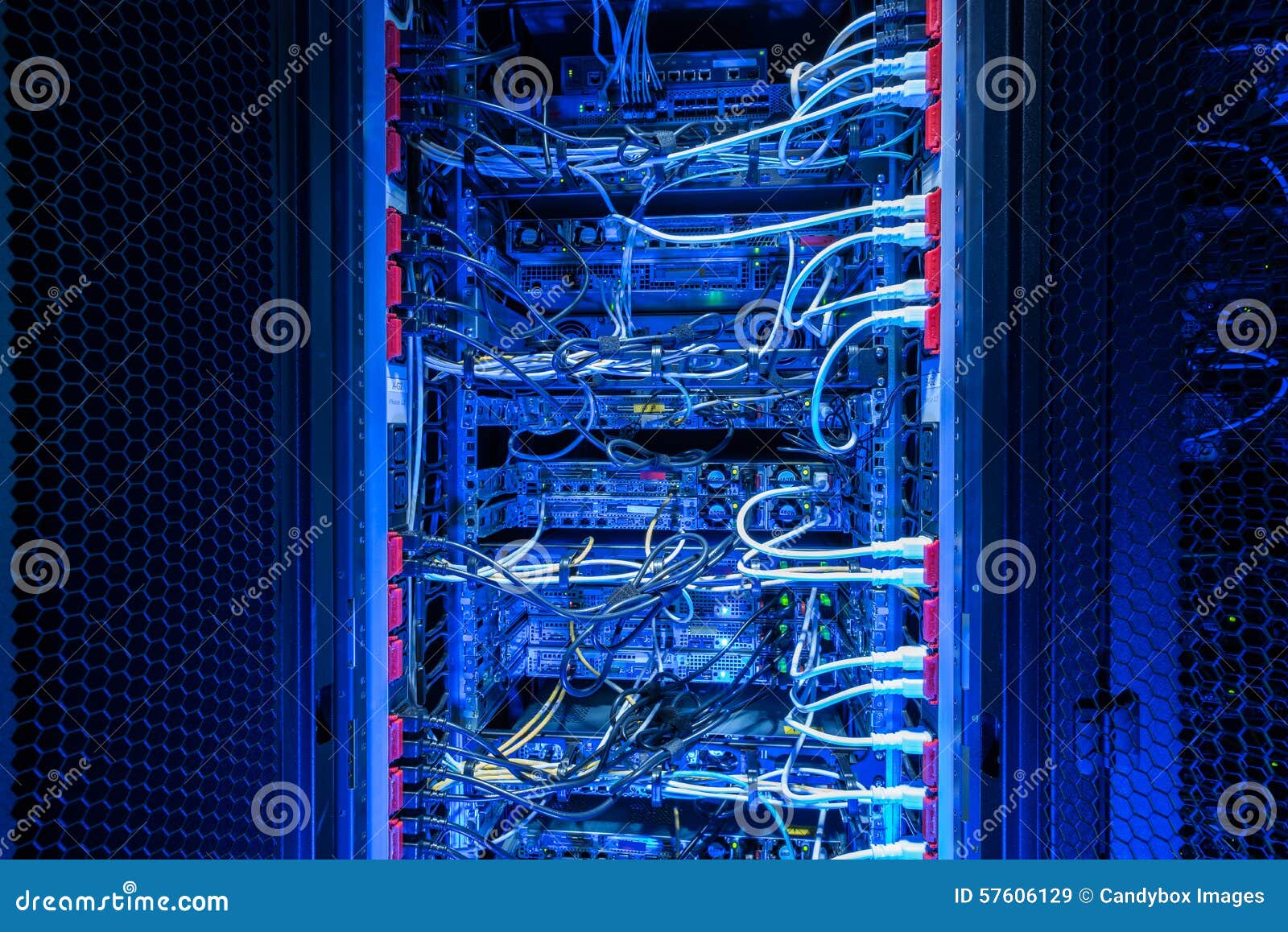 Server Rack In Big Data Center Inside Close Up. Supercomputer With ...