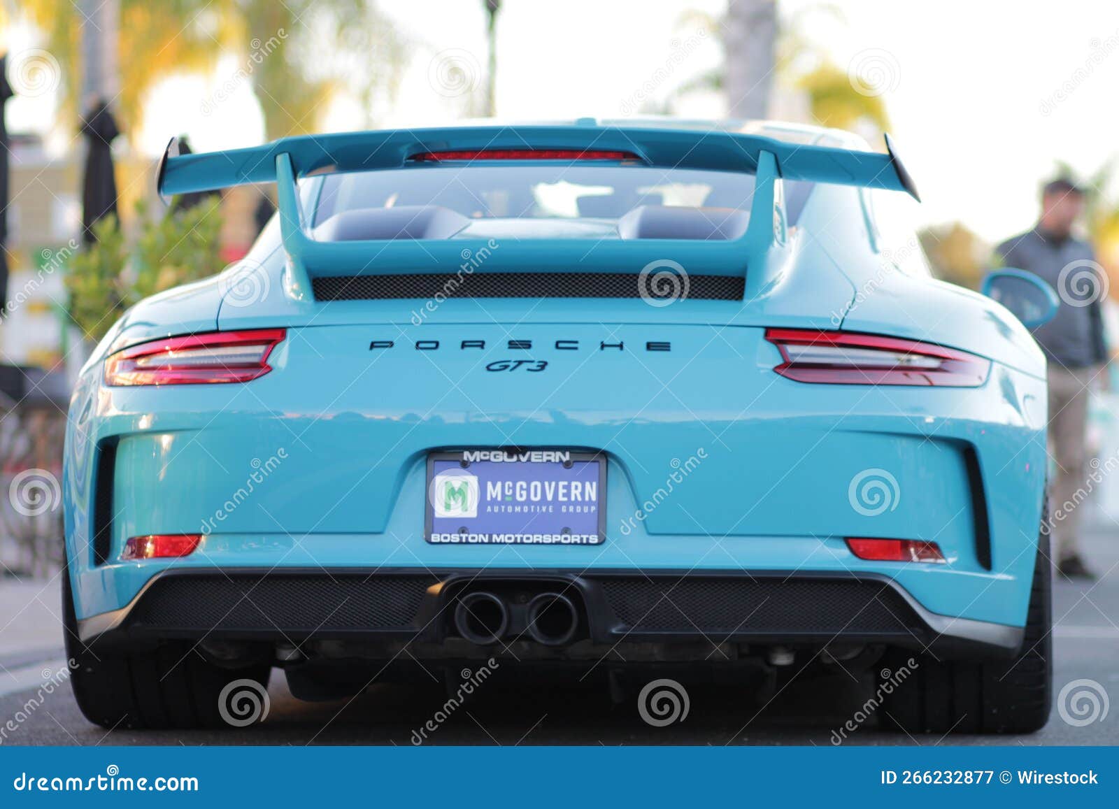 Backside of the Light Blue Porsche at a Car Show in the Daytime ...