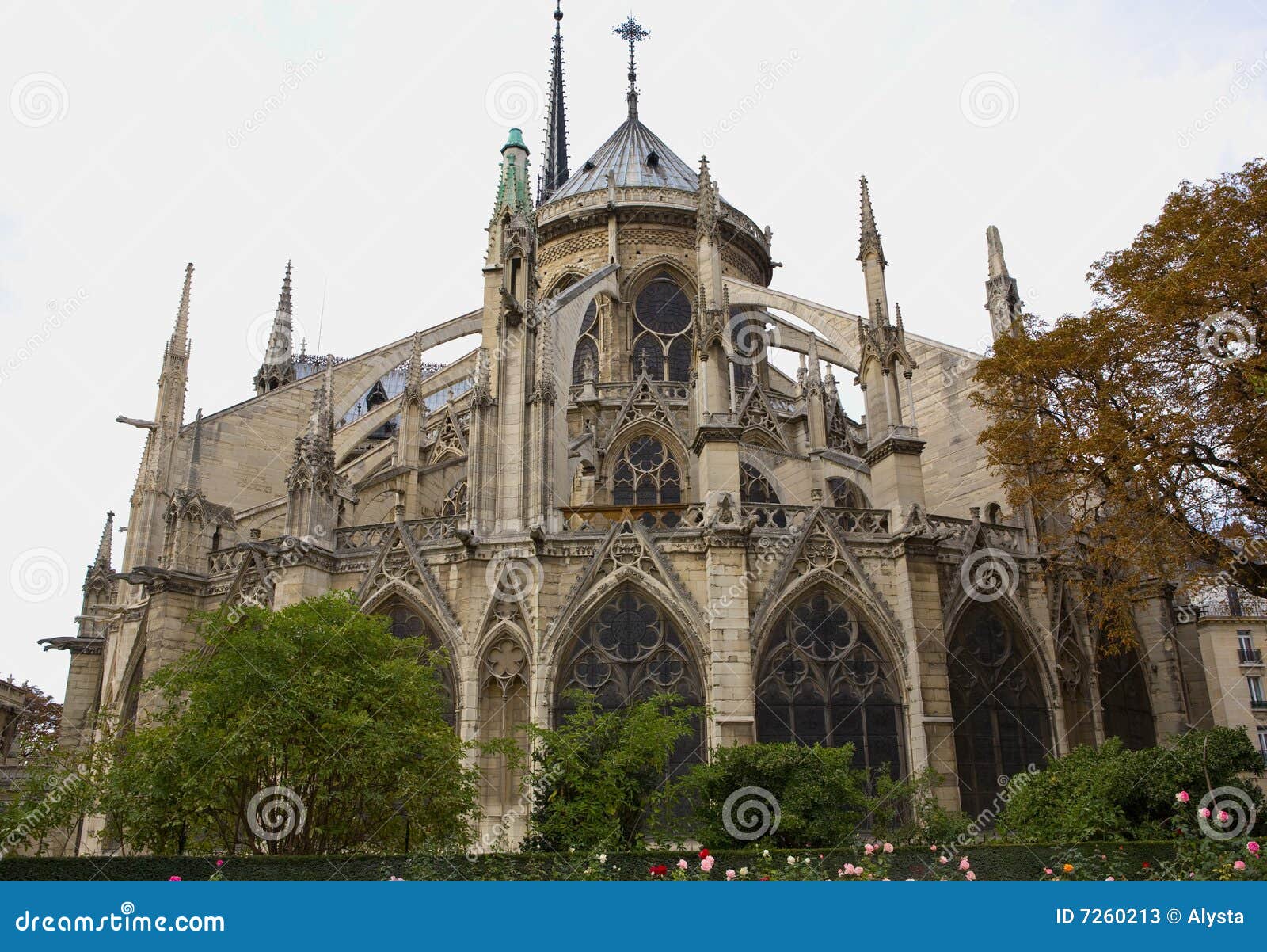 Backside of Notre Dame Cathedral and Buttresses Stock Image - Image of ...