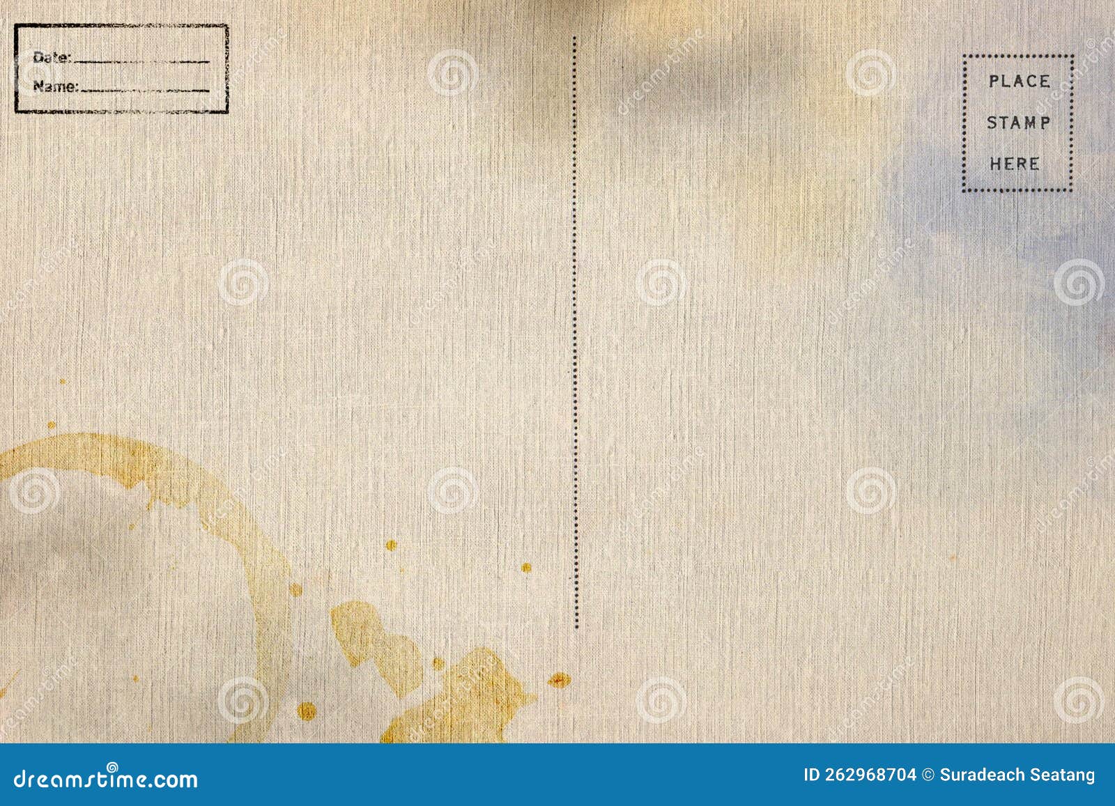 Backside of Old Postcard with Stain Stock Photo - Image of design, back ...