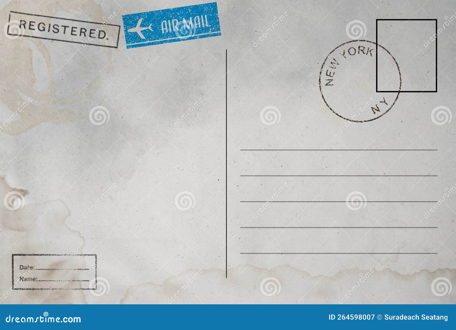 Backside of Old Postcard with Dirty Stock Illustration - Illustration ...