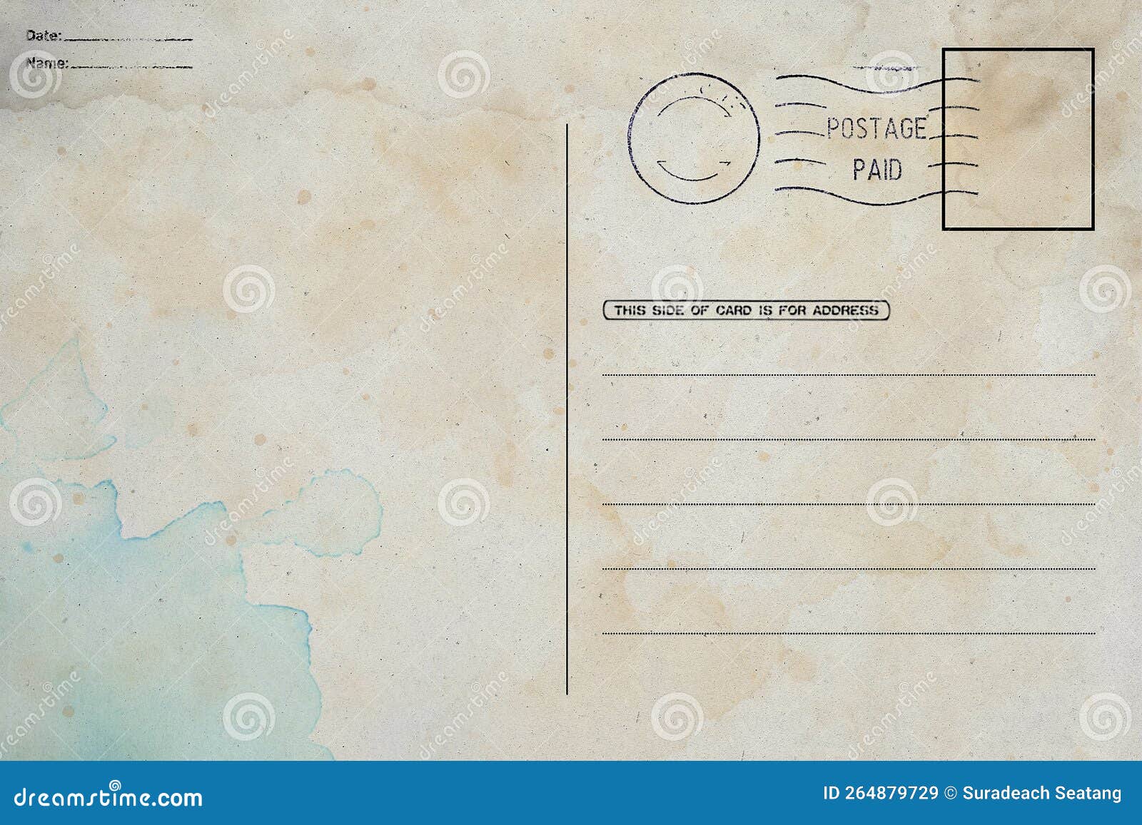 Backside of Old Postcard with Dirty Stock Image - Image of address ...