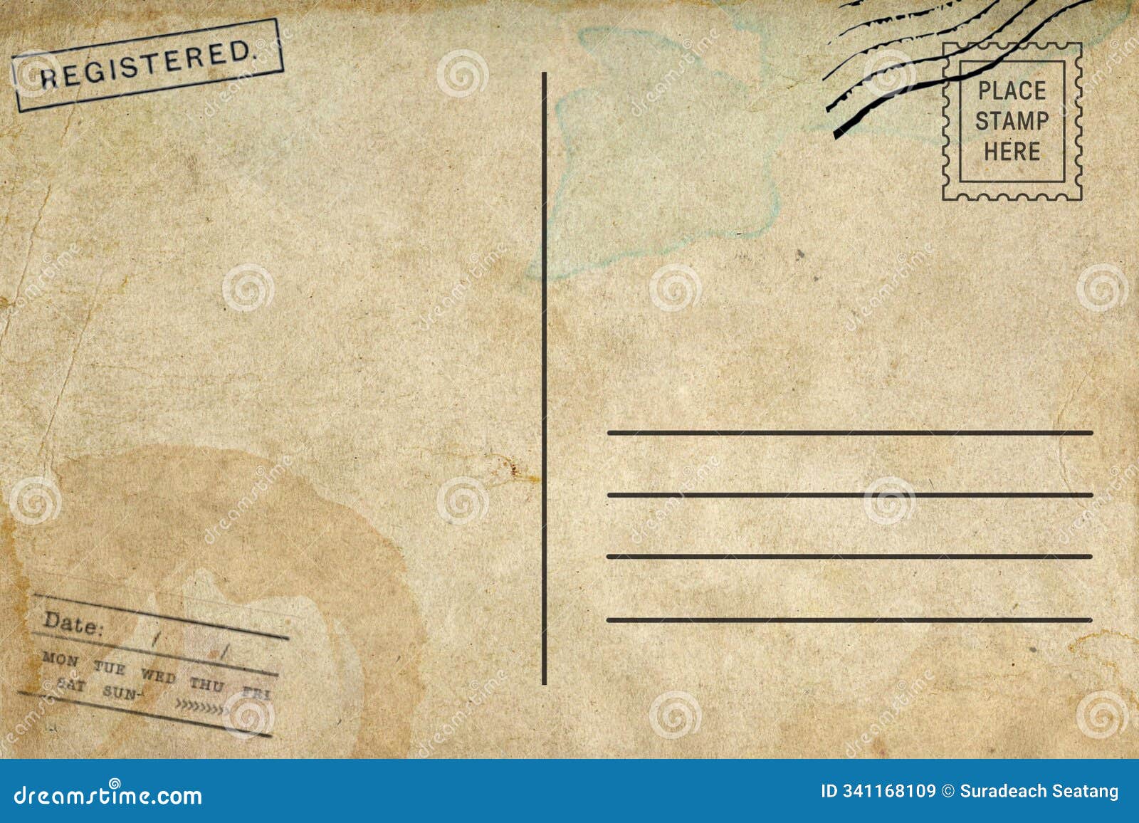 Backside Of Postcard With Dirty Stains Stock Photography ...