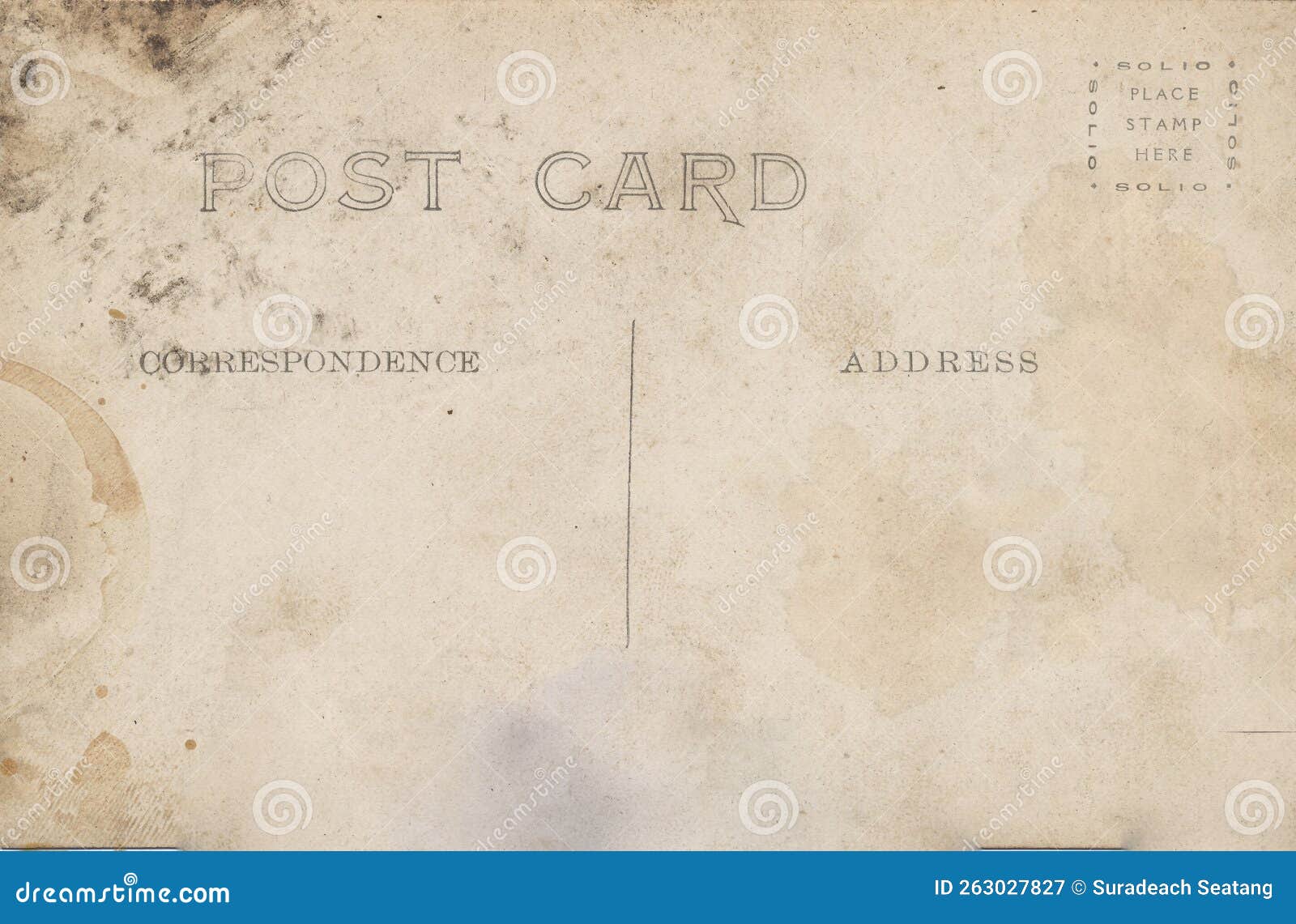Backside of Old Postcard with Stain Stock Image - Image of paper ...