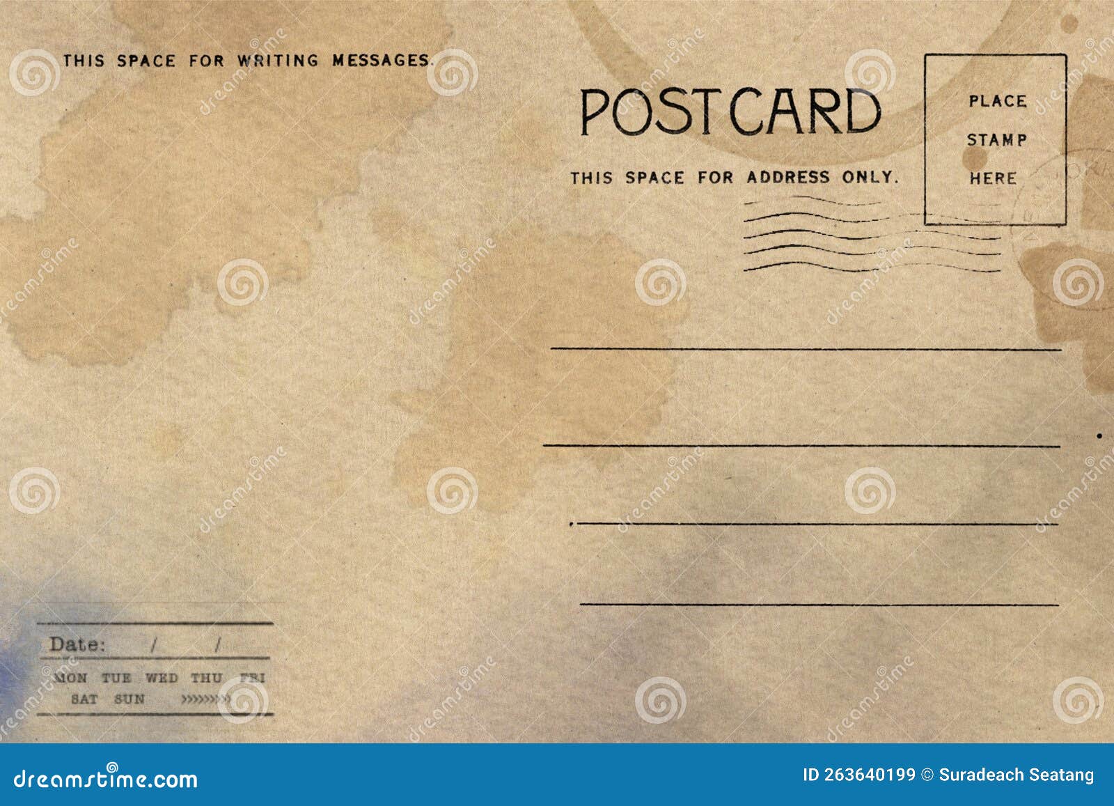 Backside of Old Postcard with Stain Stock Image - Image of postcard ...