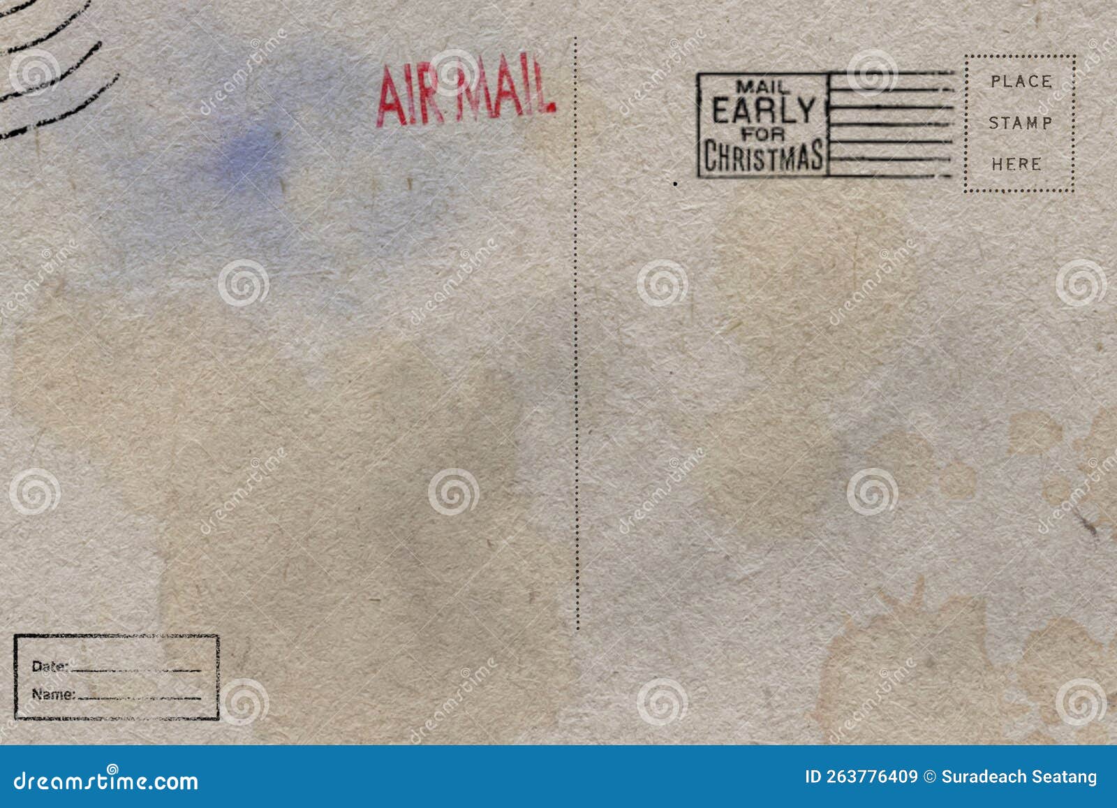 Backside of Old Postcard with Stain Stock Image - Image of back, grunge ...
